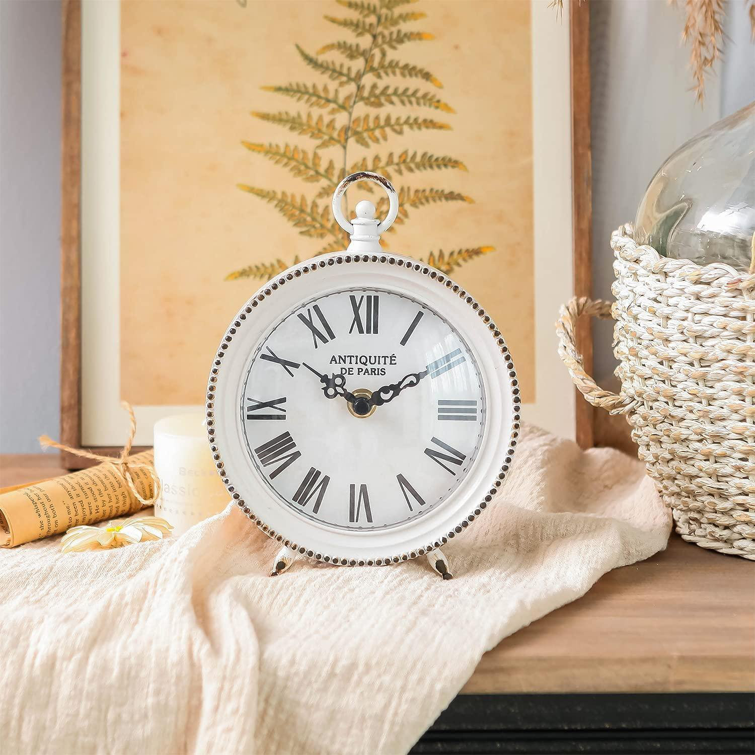 APPENIN WINTER PARK CORP Vintage Table Clock With Handle, Shelf Desk ...