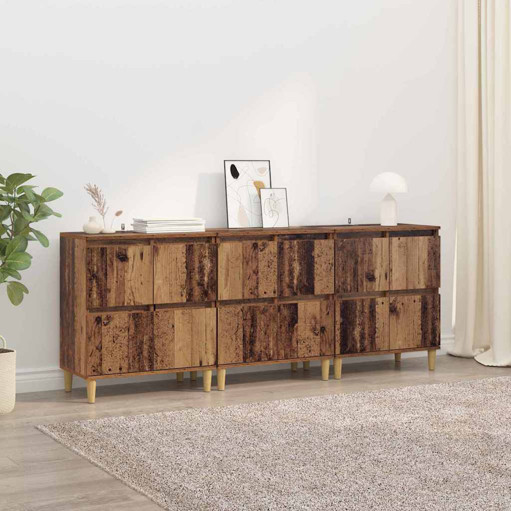 17 Stories Sideboards 3 Pcs Black Oak 60 X 35 X 70 Cm Engineered Wood ...
