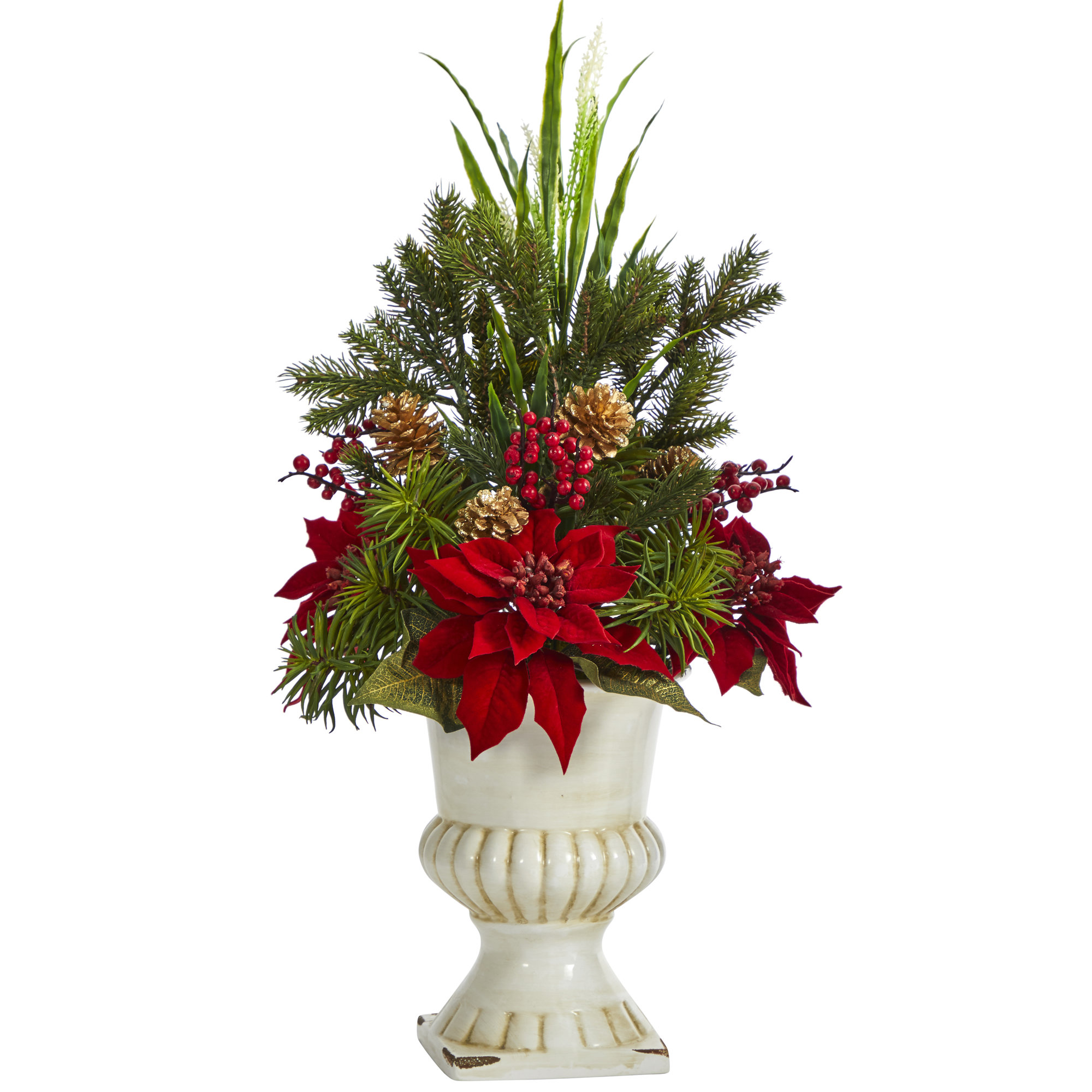 Primrue Poinsettia Floral Arrangements and Centerpieces in Vase | Wayfair