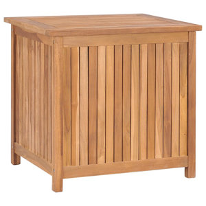 Latitude Run® Solid Wood Teak Patio Storage Box Outdoor Garden Bench ...