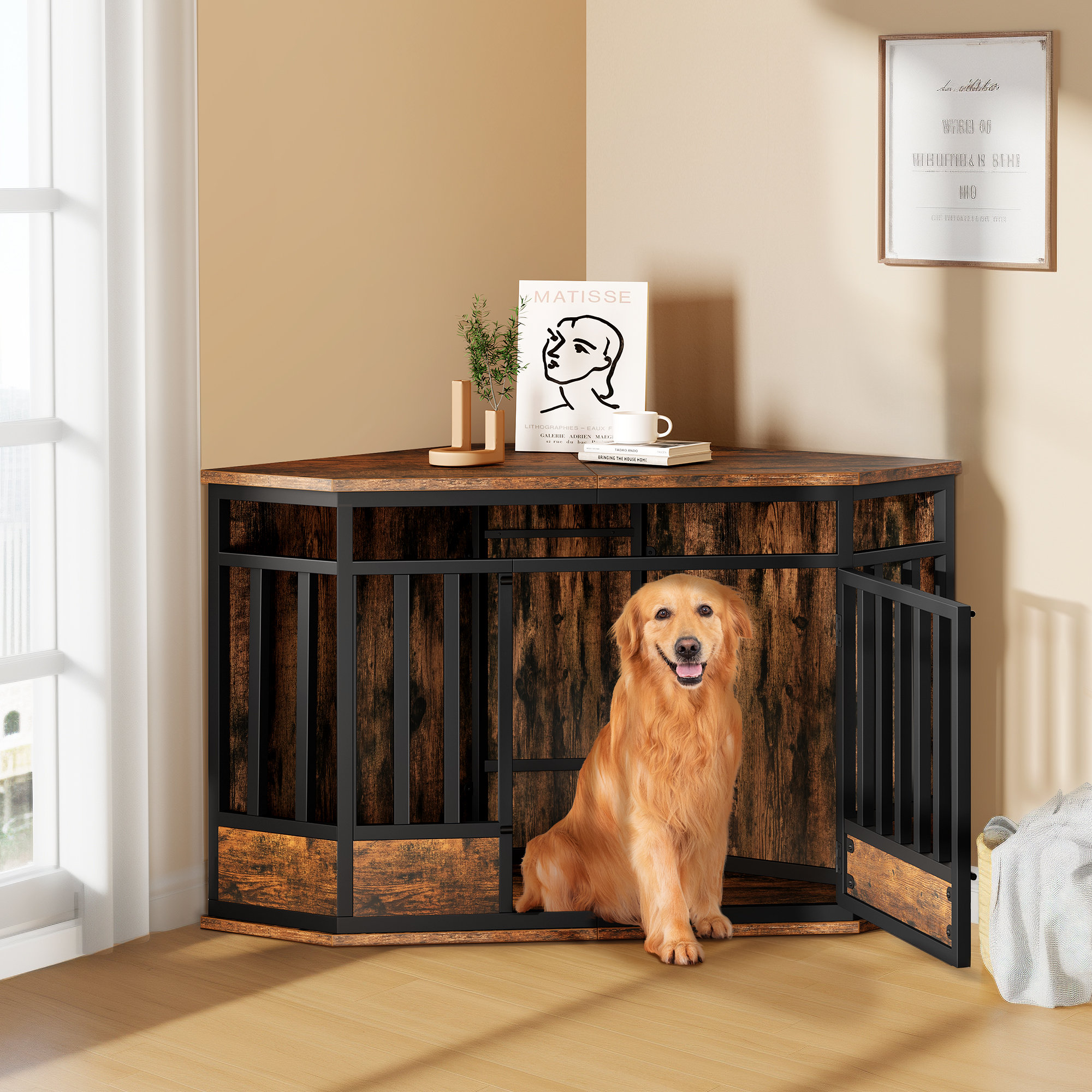 Archie & Oscar™ Ferryhill Corner Dog Crate Furniture, Pet Kennel House ...