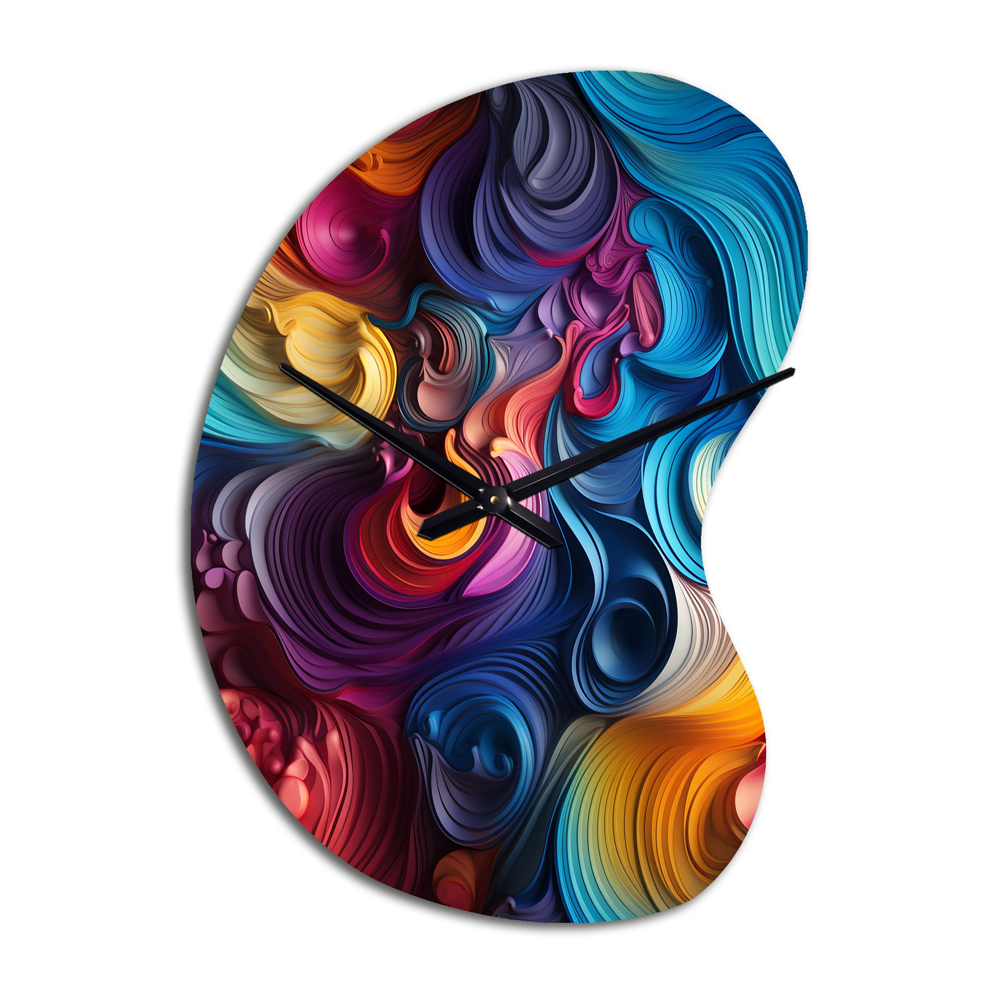 Design Art Popart Psychedelic Swirls - Boom Shape Multicolor Wall Clock - Unique Shape | Wayfair