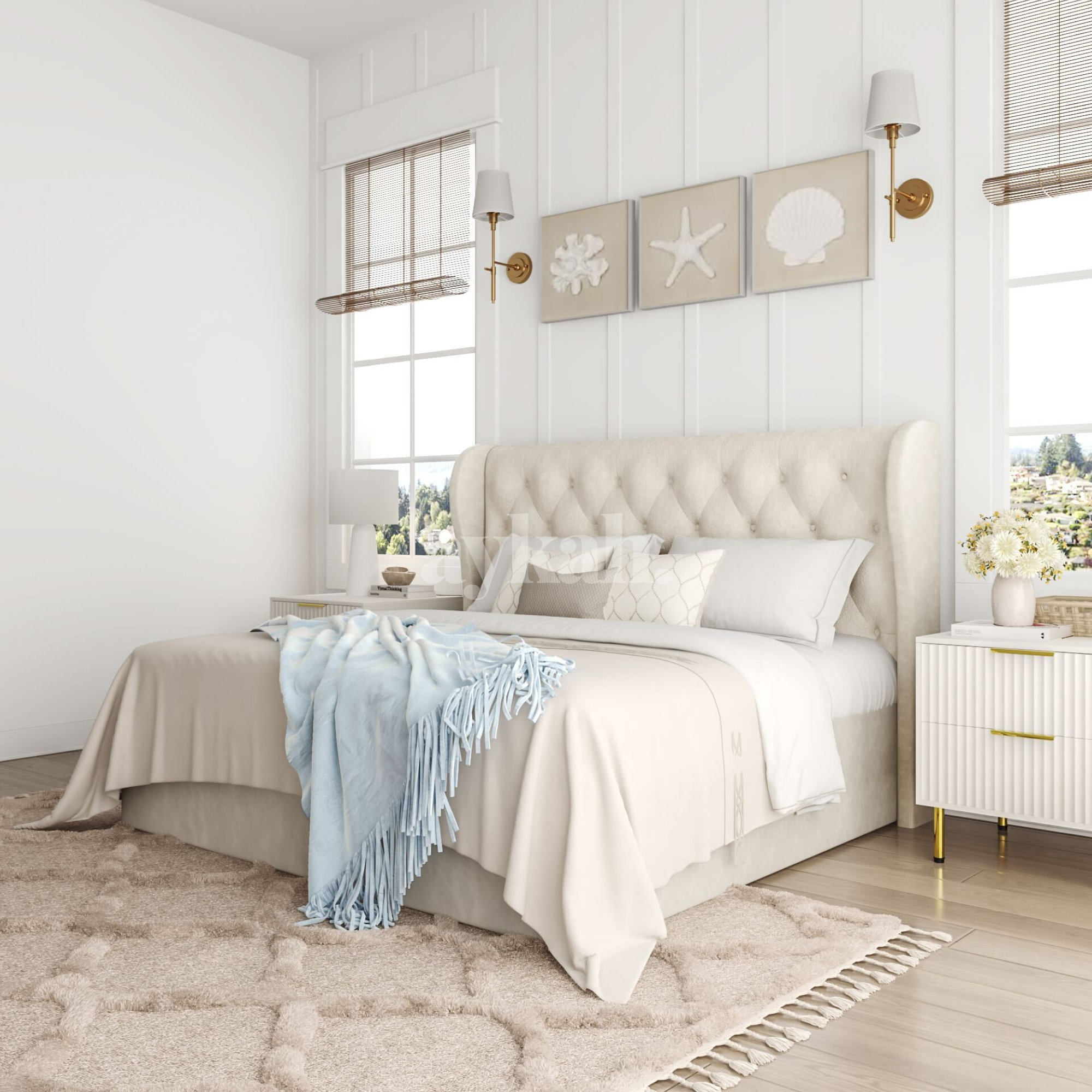 House of Hampton Brittany Upholstered Storage Bed Frame With High Headboard, Metal Bed Frame ...