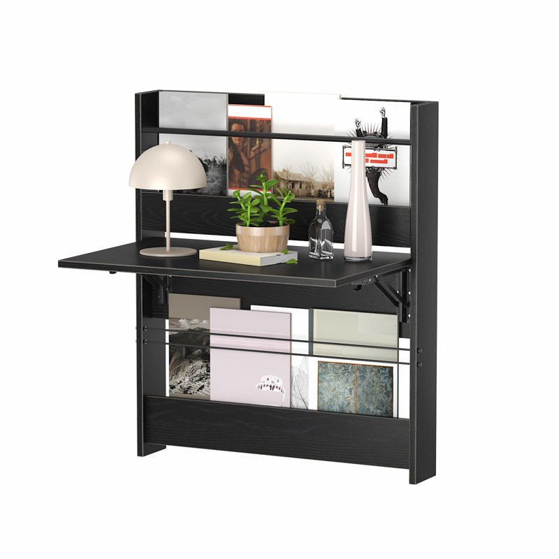 Ebern Designs Wall Mounted Desk Folding Wall Table Floating Desk Space ...