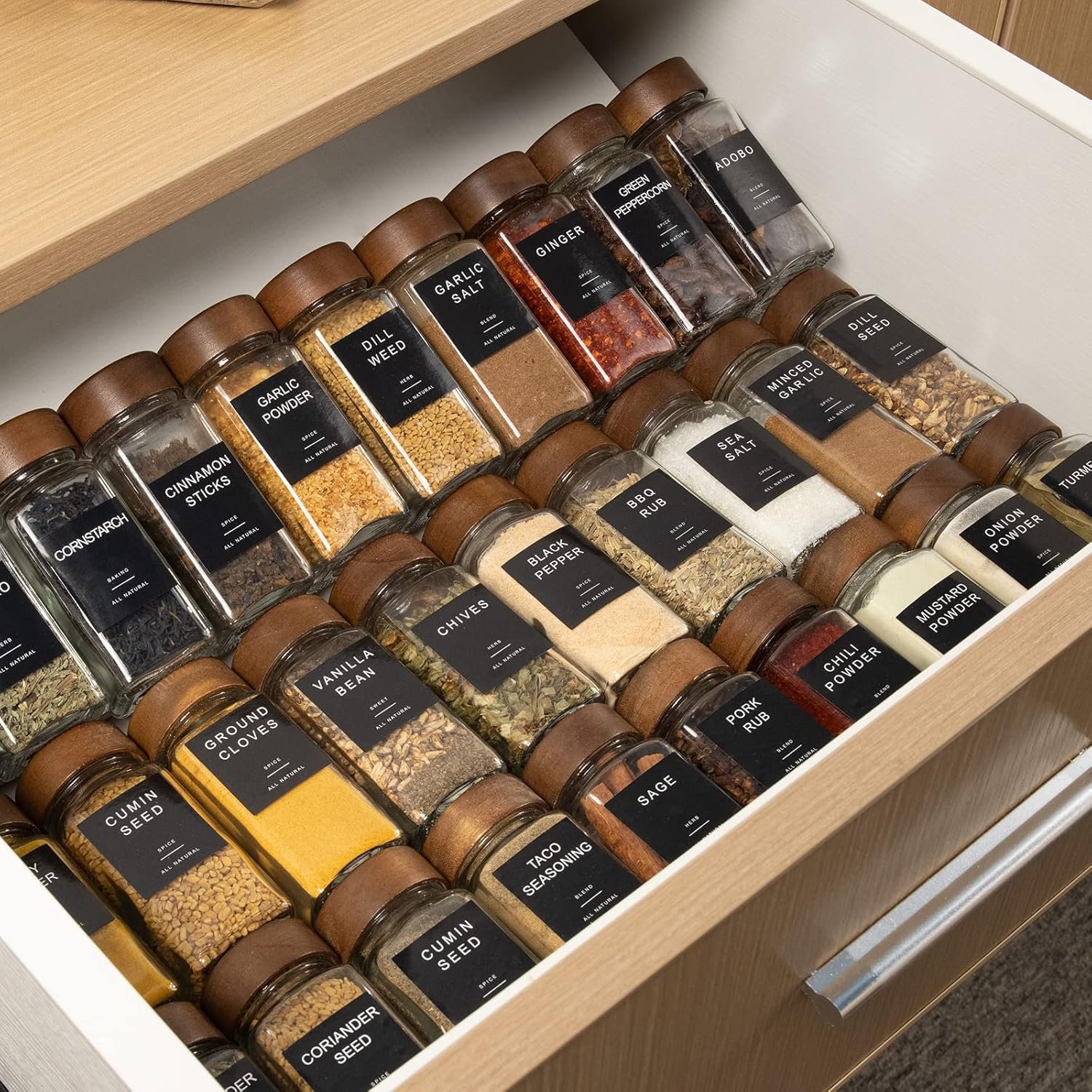 Mint Pantry® Empty Spice Jars With Label Pack (12X Bamboo Lid Glass Jar ...