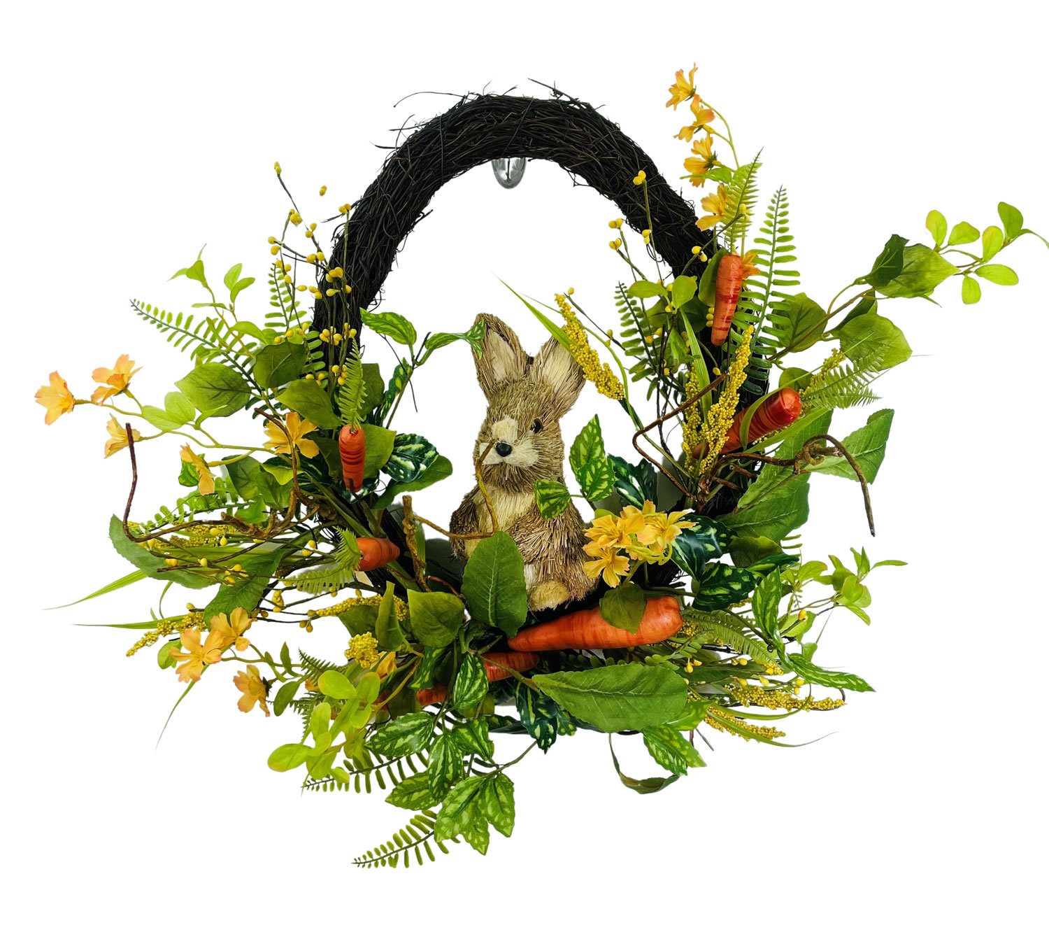 The Holiday Aisle® Rabbit With Carrots And Wildflower 18" Twig Wreath ...