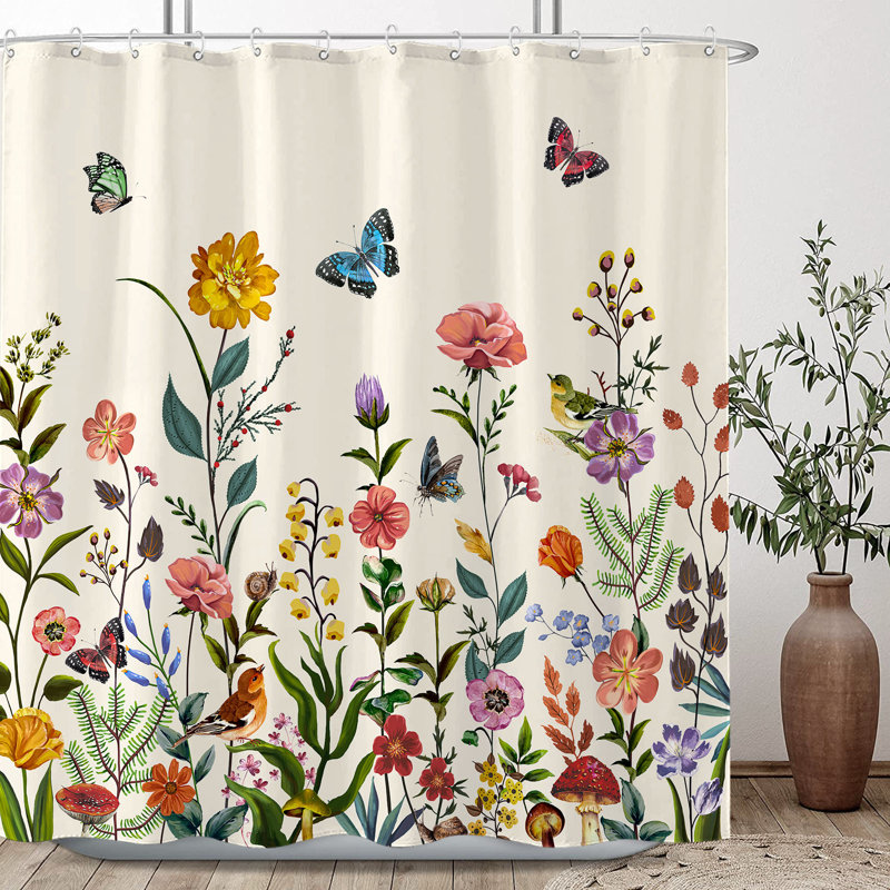 East Urban Home Josephus Abstract Shower Curtain with Hooks Included ...