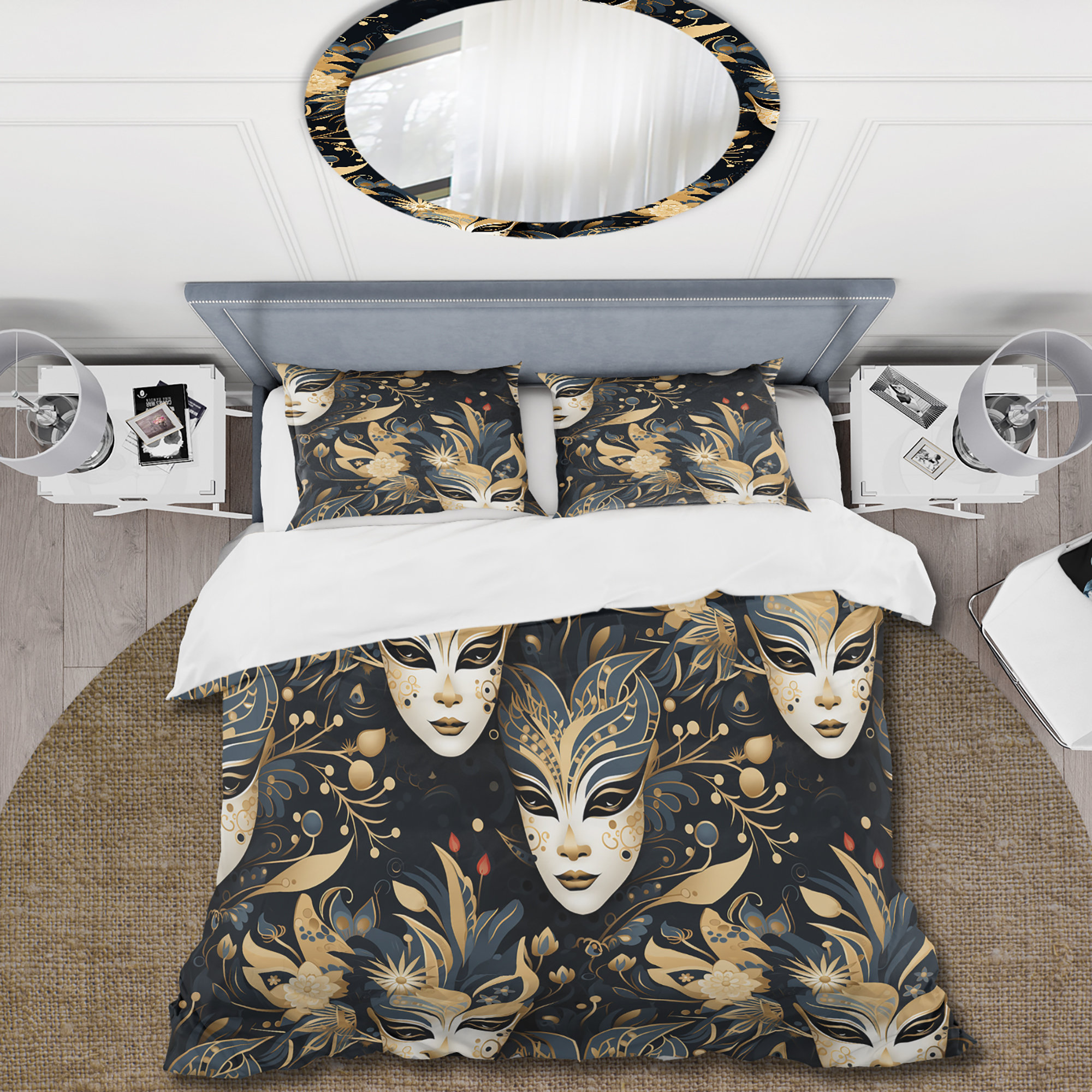 Design Art Gold Pattern Venice Masquerade III Bedding | Wayfair