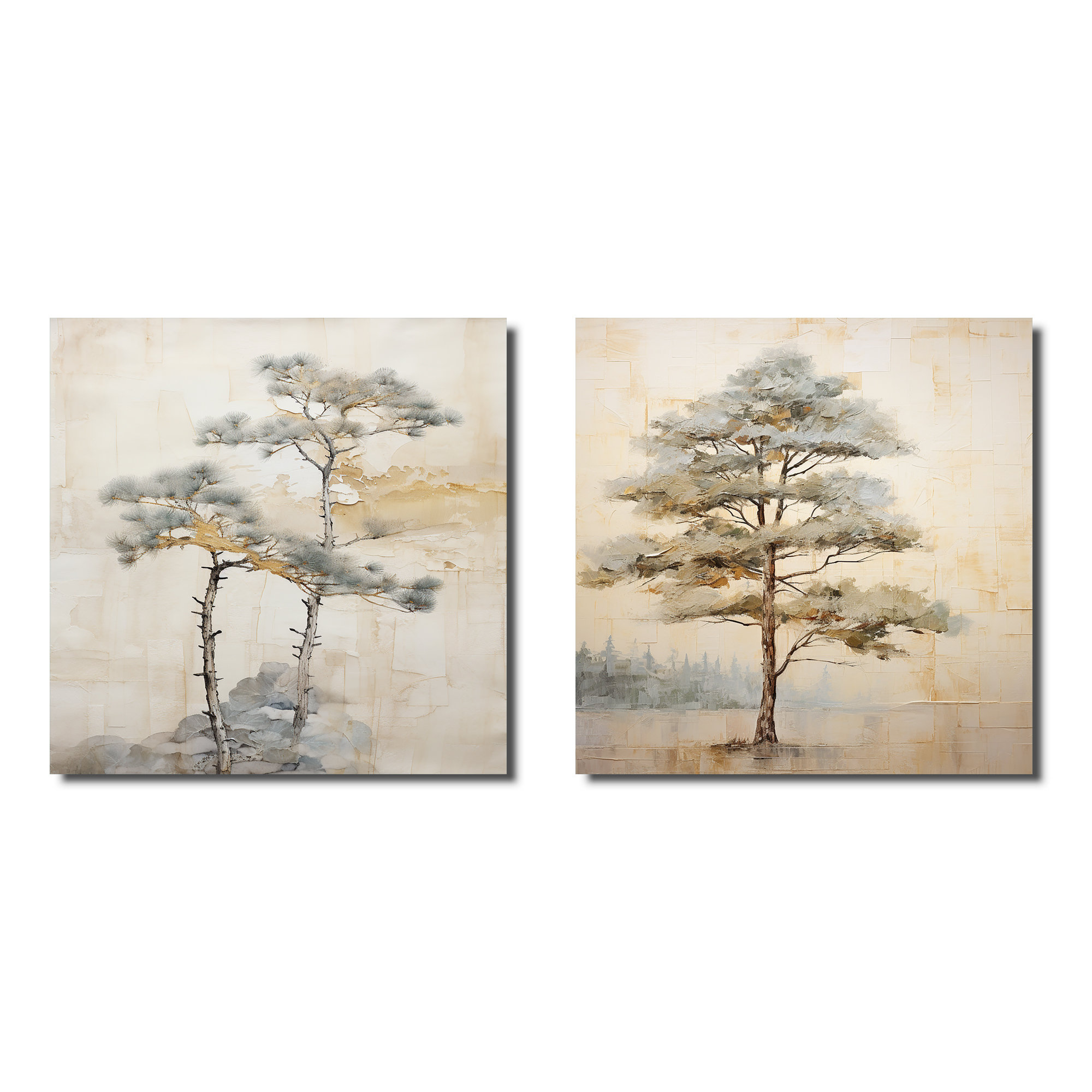 Millwood Pines Beige Tree Pine Tranquility III - Tree Pine Square ...