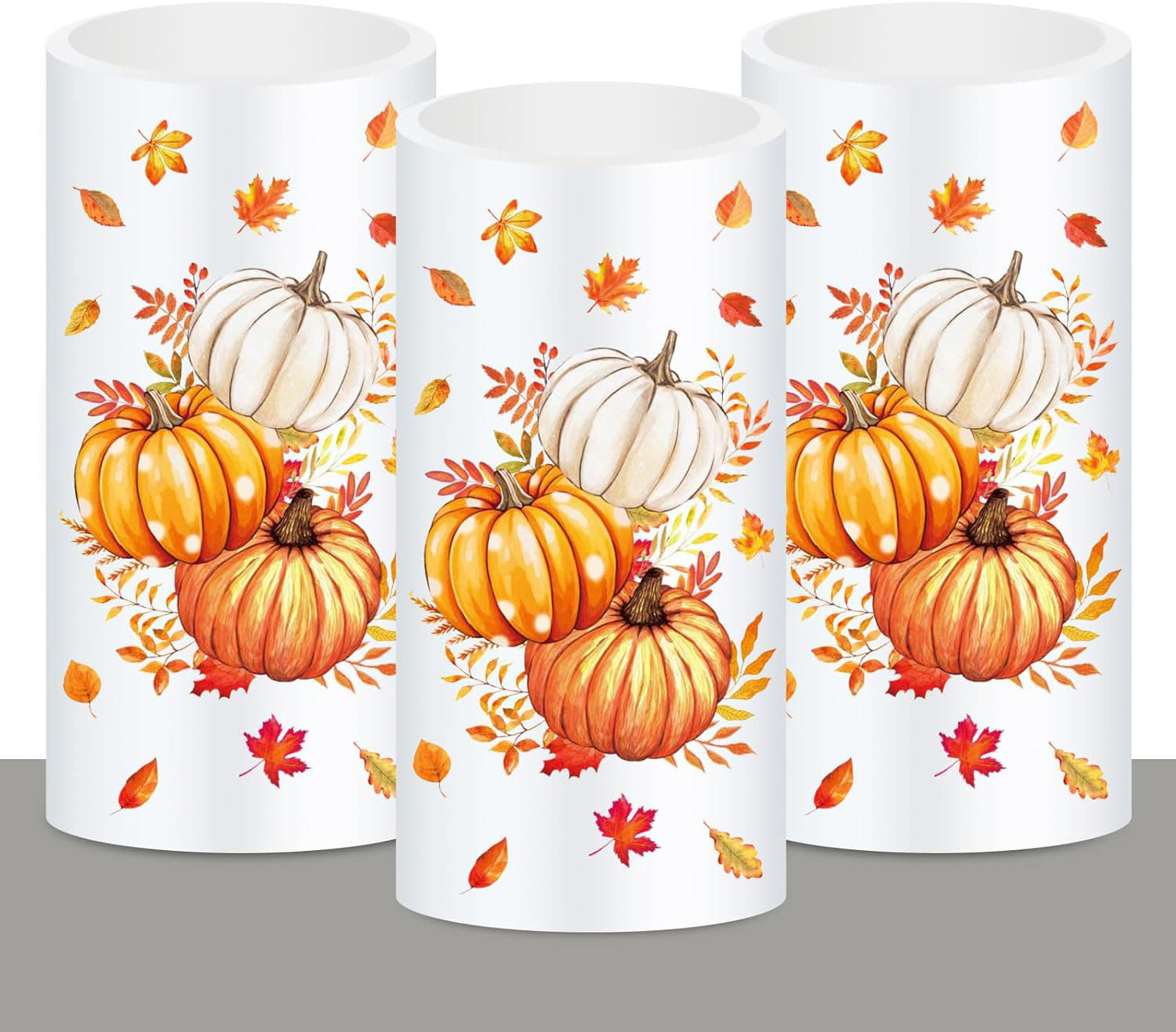 One Allium Way® Fall Orange Pumpkin LED Flameless Candles Warm Light ...