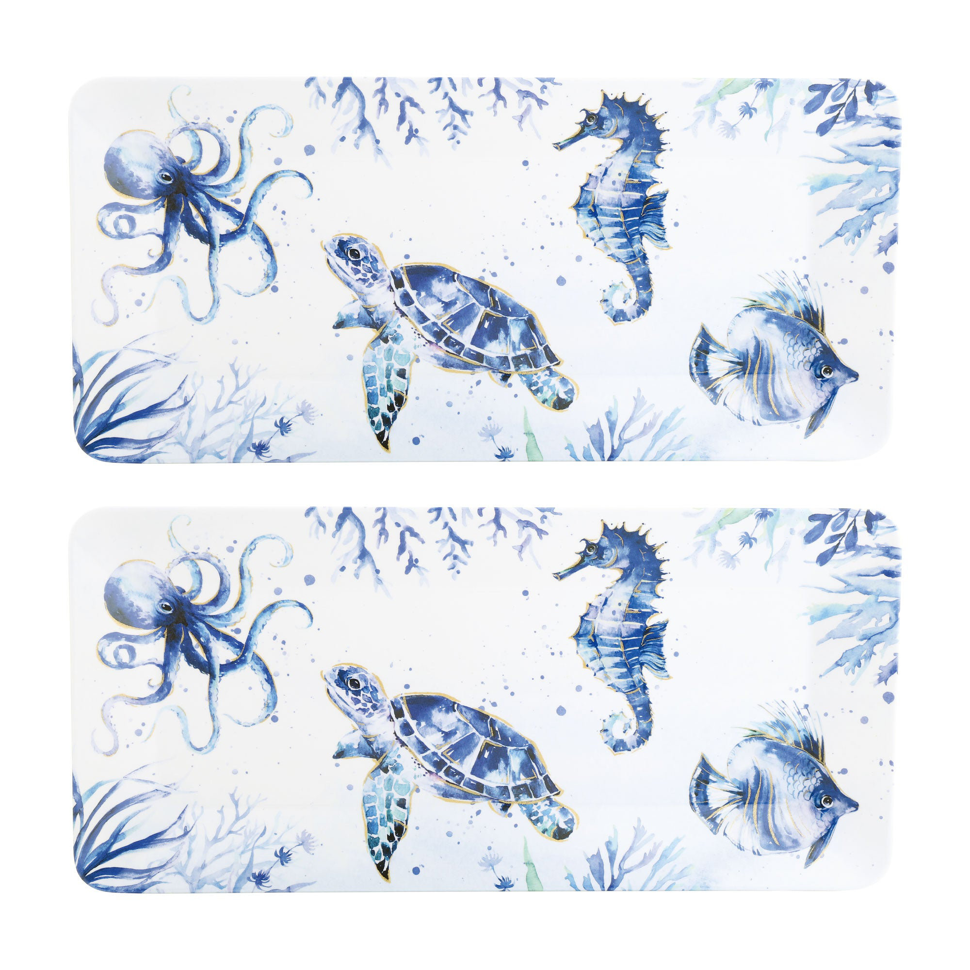 Beachcrest Home™ 2-Piece Indigo 17" Rect. Tray | Wayfair