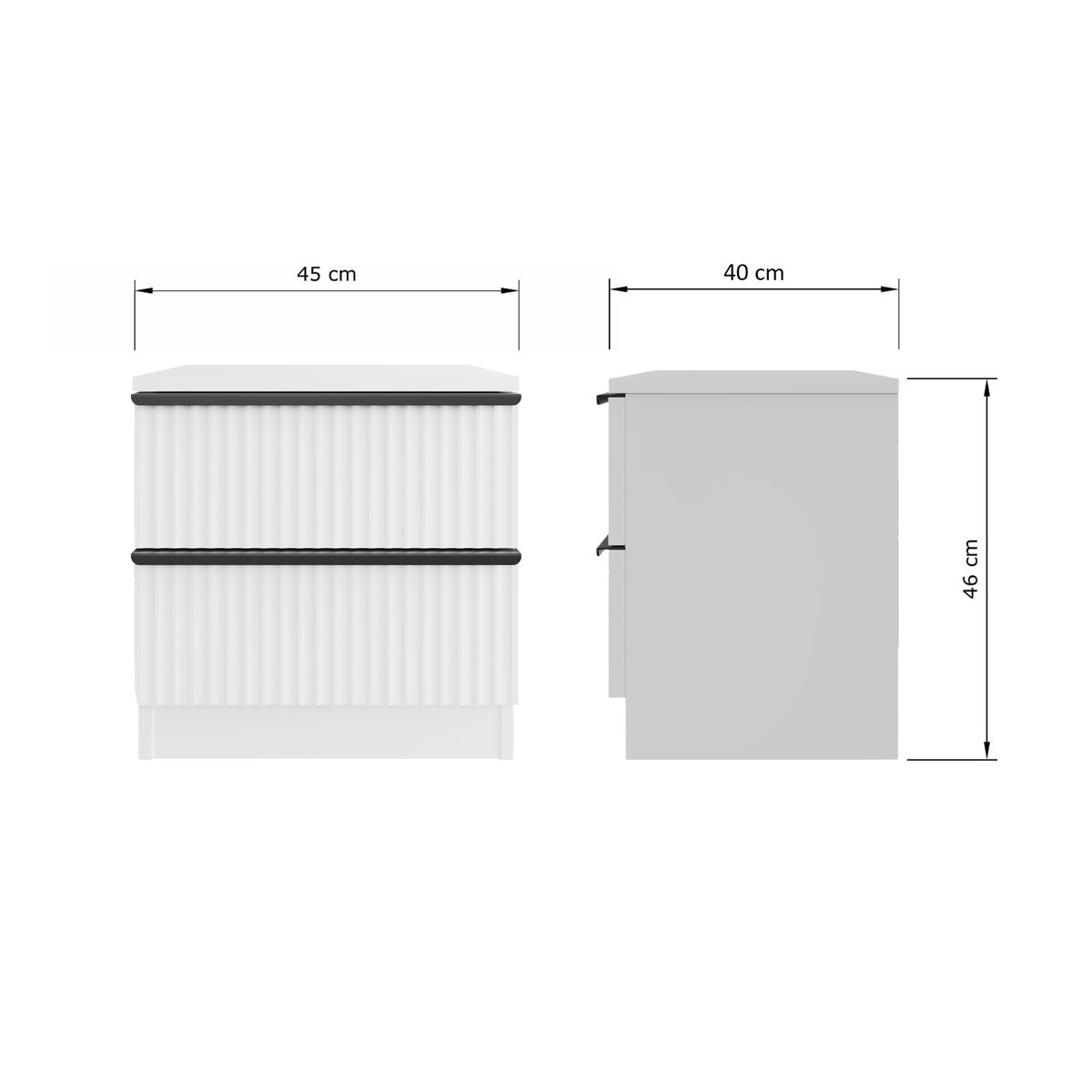 17 Stories Shanquil Ripple Ridged 2 Drawer Bedside Table Nightstand ...