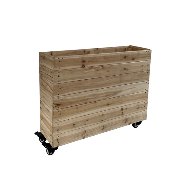 Union Rustic Kydon 40" x 12" Indoor/Outdoor Mobile Wood Planter with ...