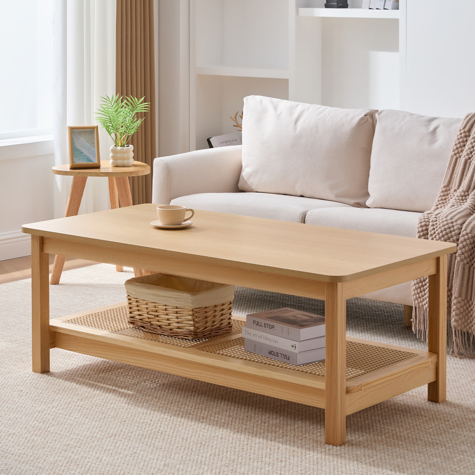 Bay Isle Home™ 47.2" Solid Wood Frame Coffee Table with Storage ...