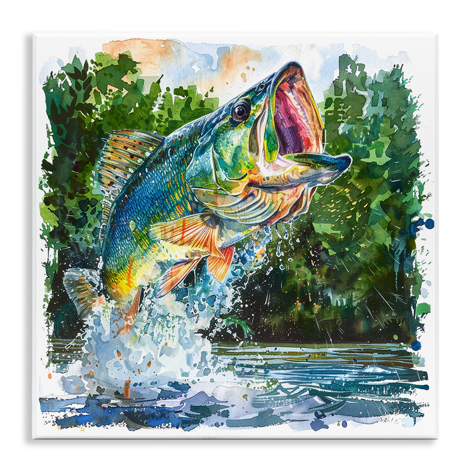 Union Rustic Splashing Bass Fish Wall Plaque Art by LSR Design Studio ...