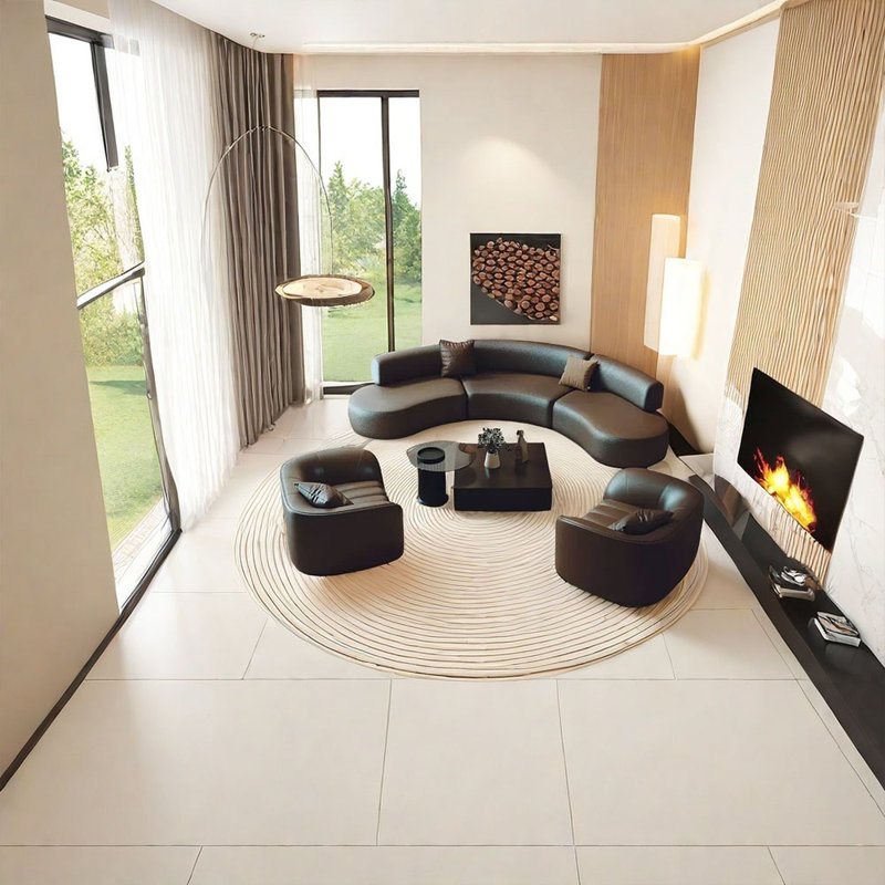 Walkoly Curved semi-circle brown corner sofa | Wayfair