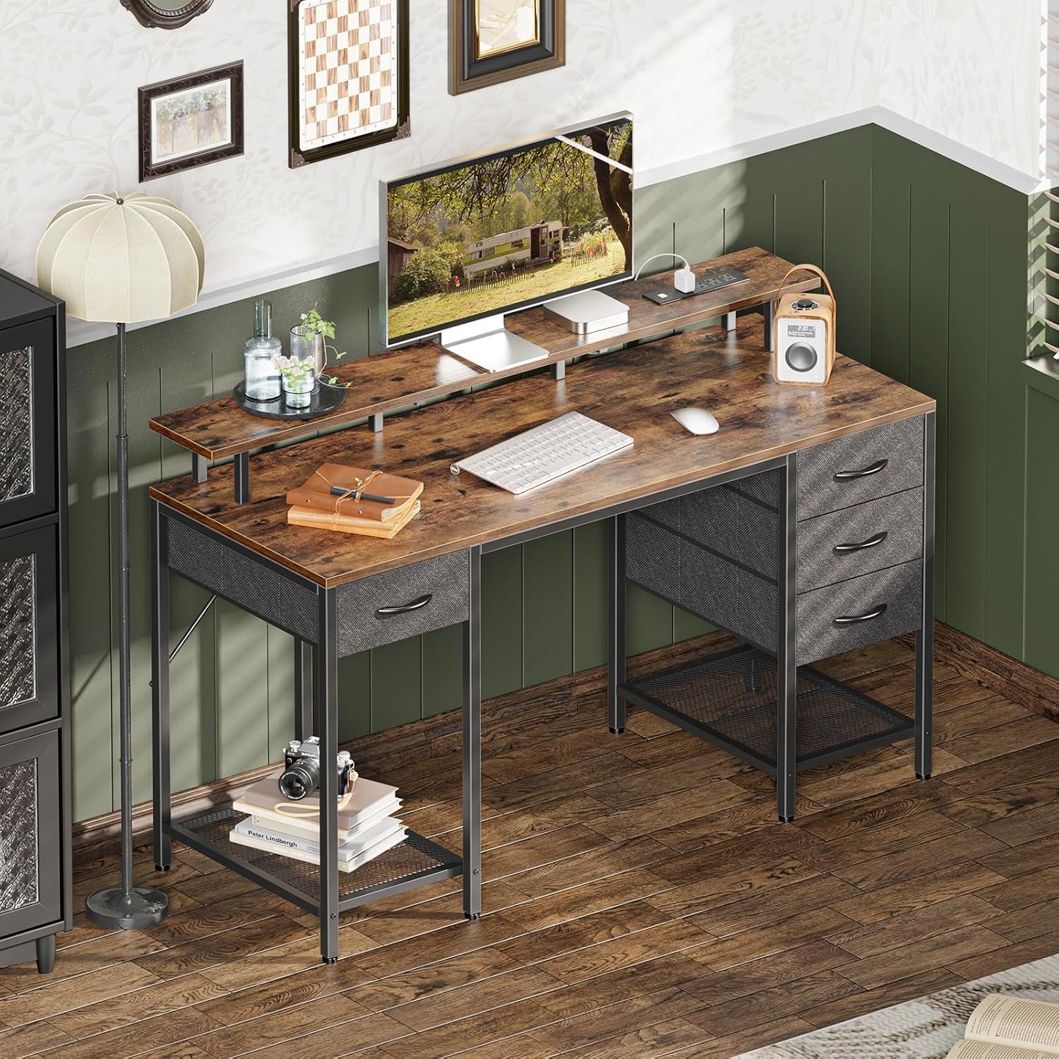 Latitude Run® Computer Desk with 4 Drawers | Wayfair