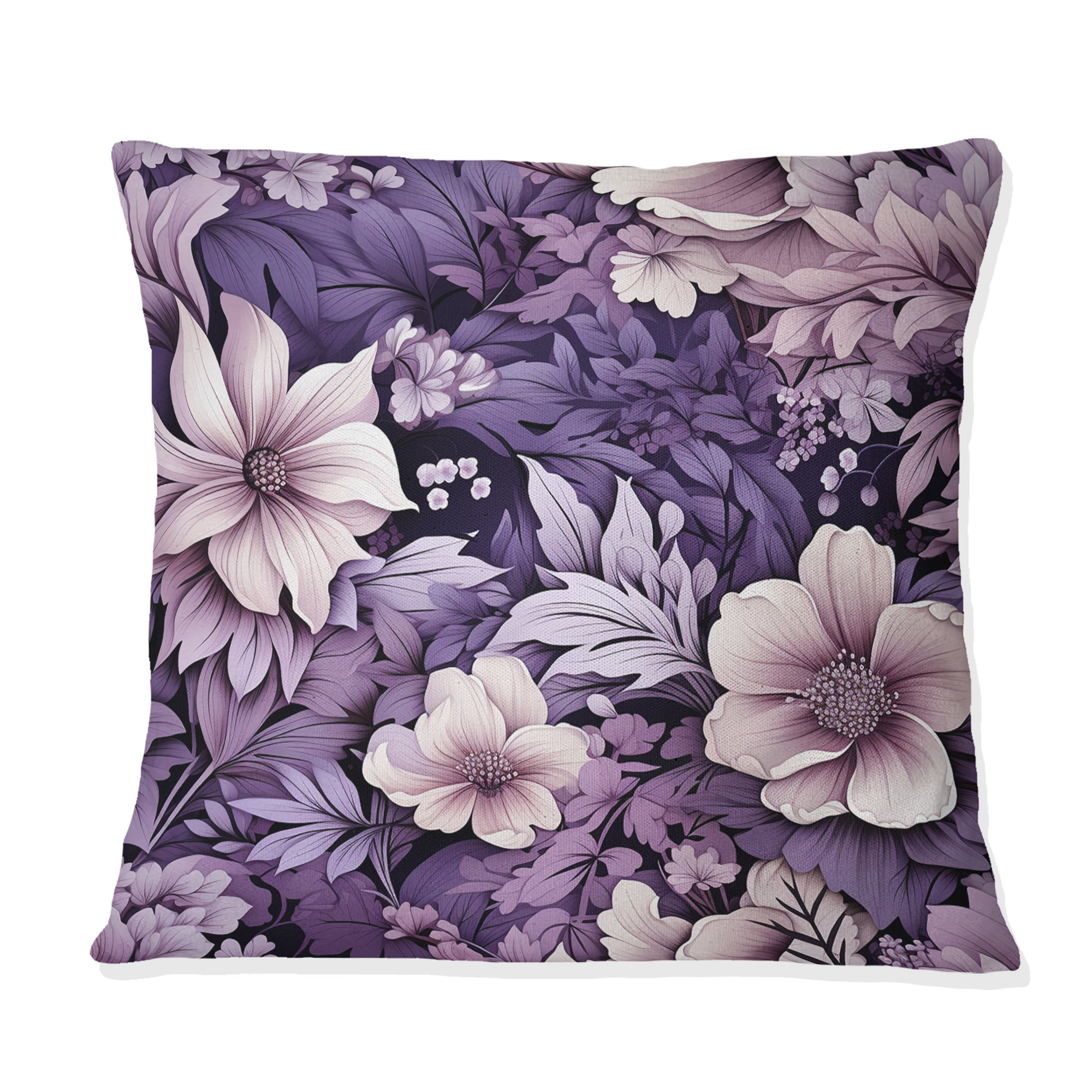 Design Art Eerie Elegance Moody Patterns - Floral Printed Throw Pillow ...