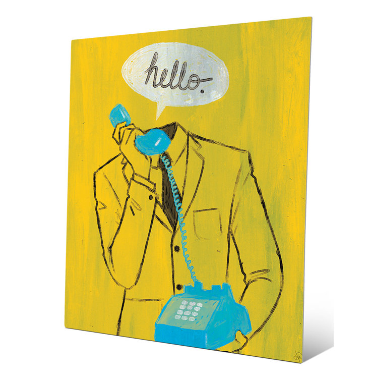 Red Barrel Studio® « hello cyan téléphone sur jaune », reproduction d ...