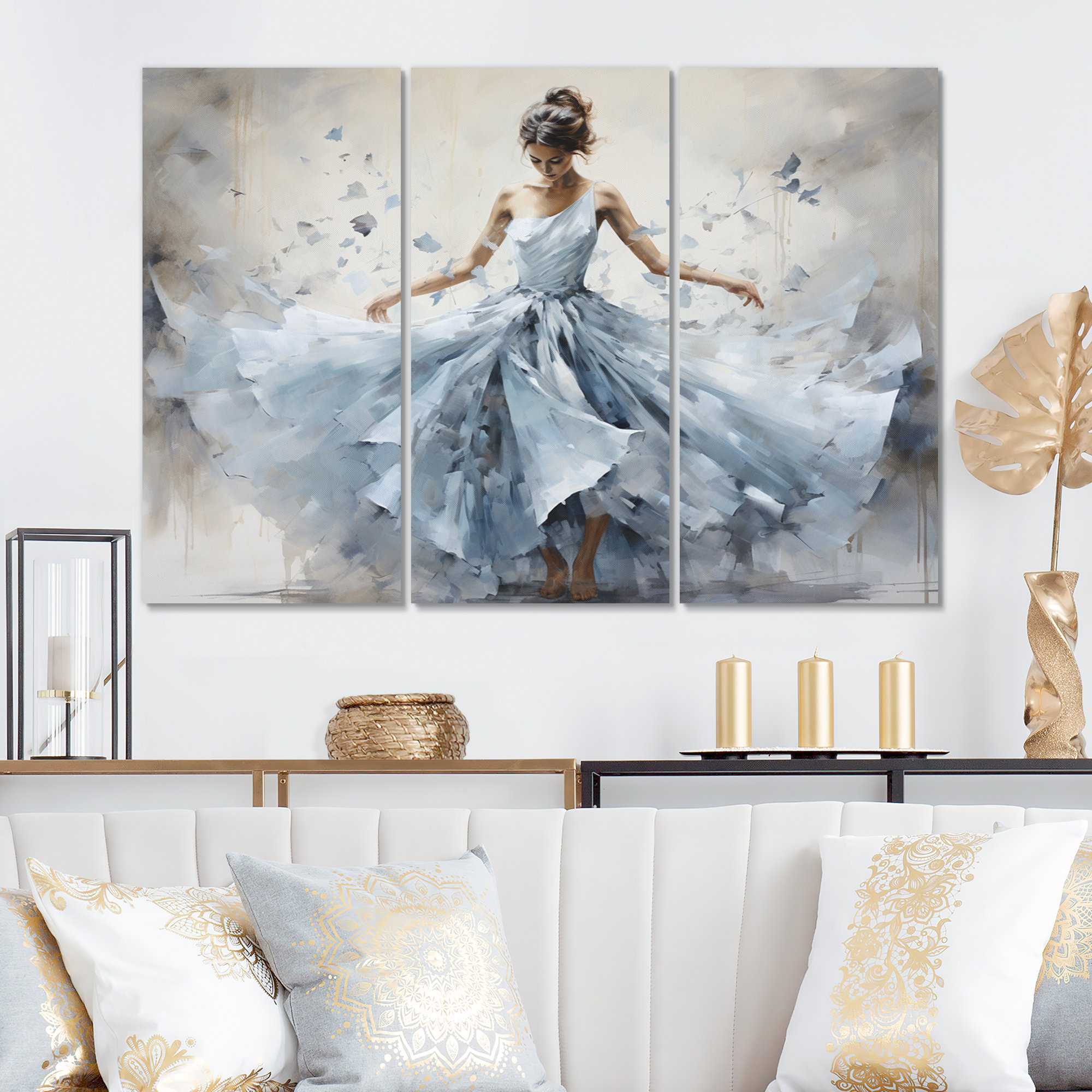 Design Art Blue Ballet Dance I - Entertainment Metal Wall Decor Set ...
