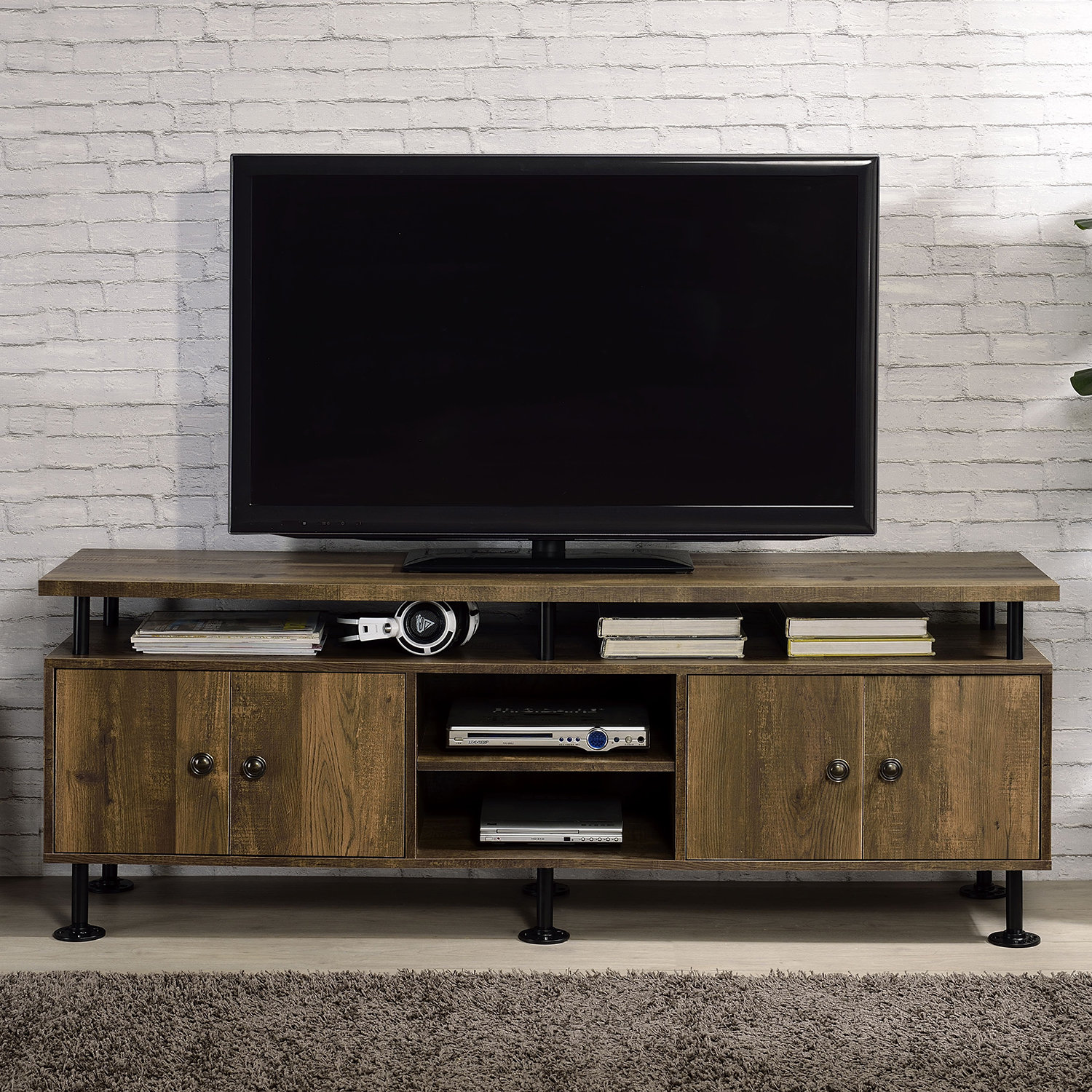 17 Stories Industrial Modern 60-Inch Wide Entertainment Centre with ...