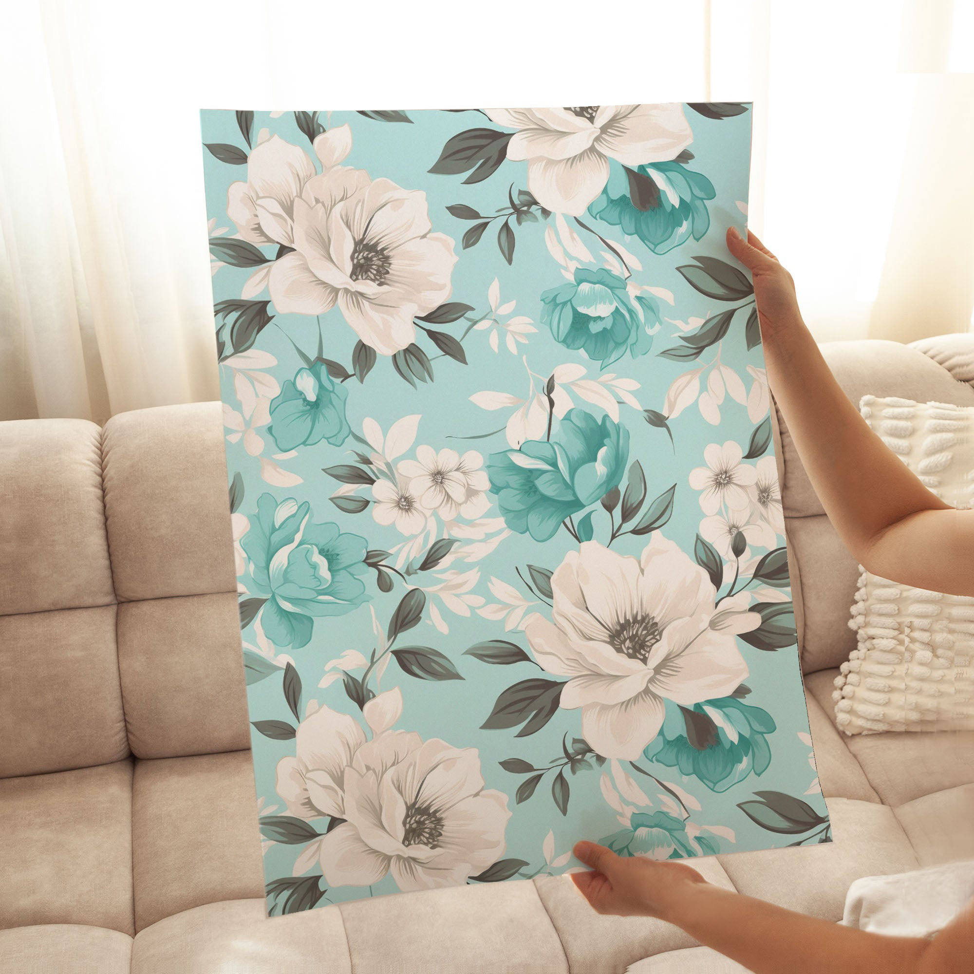 Winston Porter Floral Teal Turquoise Flowers Shabby Chic IX Shabby Chic ...