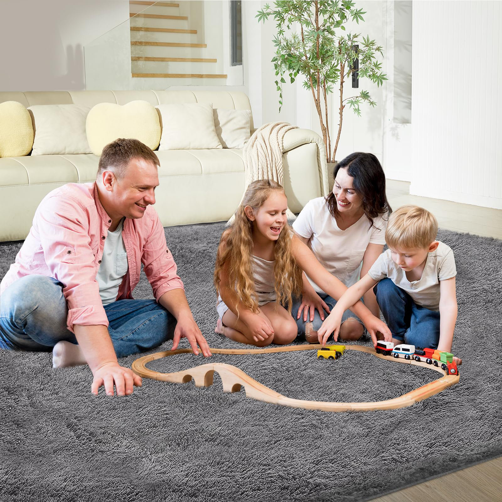 Mercer41 Ultra Soft Rug For Living Room, 5X8 Fluffy Shag Area Rug For ...