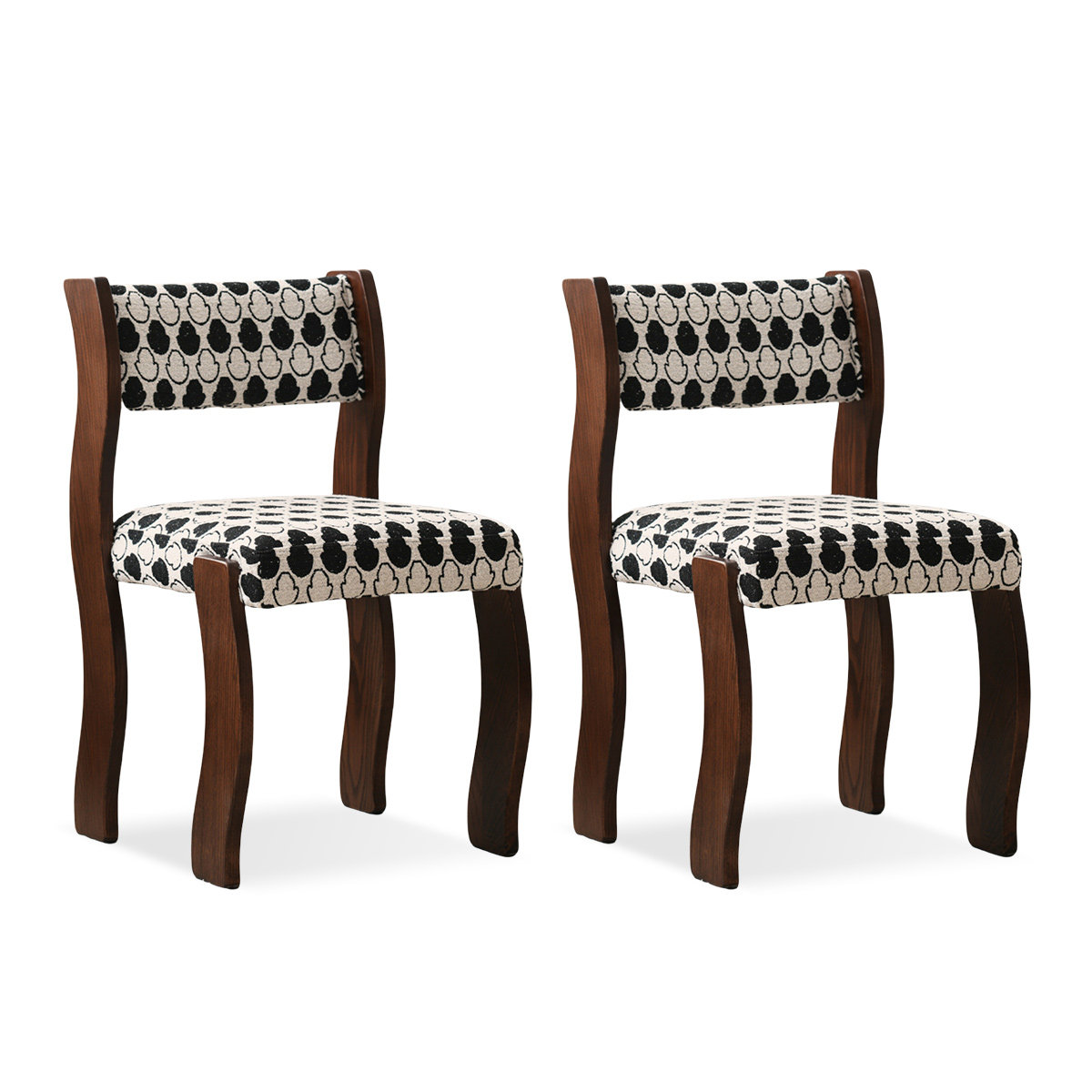 Decordreamss 18.70" Nut-brown Solid back side Chair(Set of 2) | Wayfair