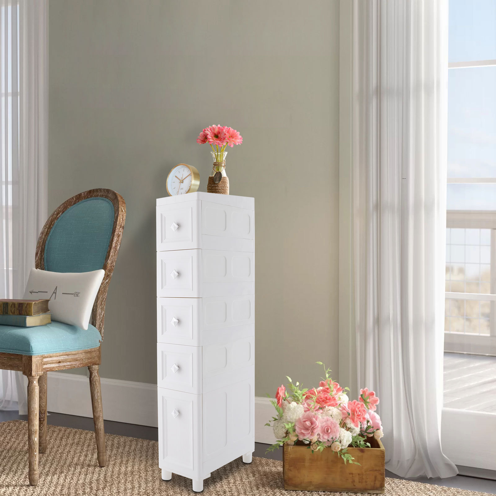 Lark Manor™ Narrow Slim Bathroom Storage Cabinet 5 Tier | Wayfair