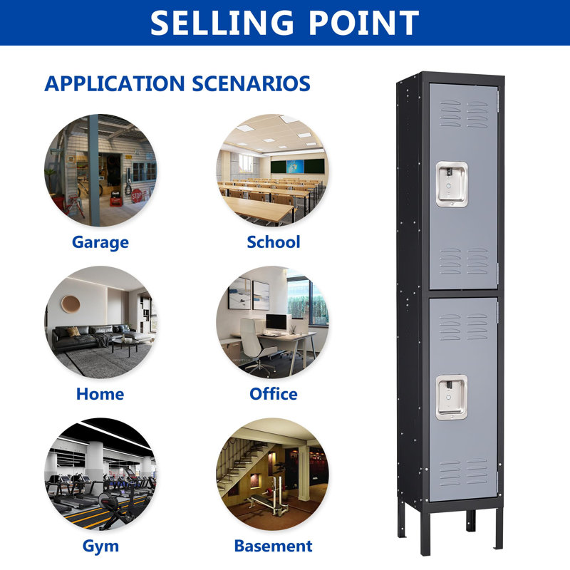Dsarui Metal 2 - Tier 12.01'' Gym Locker with Padlock & Reviews | Wayfair