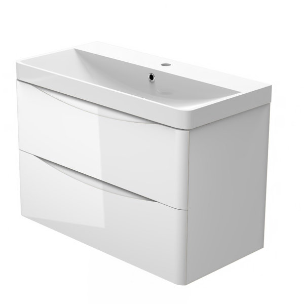 17 Stories 800*500mm wall-mounted bathroom vanity unit with ceramic ...
