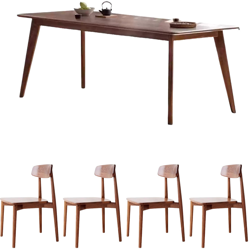 Animoe D Furniture Modern Walnut Wood Dining Table Set | Wayfair