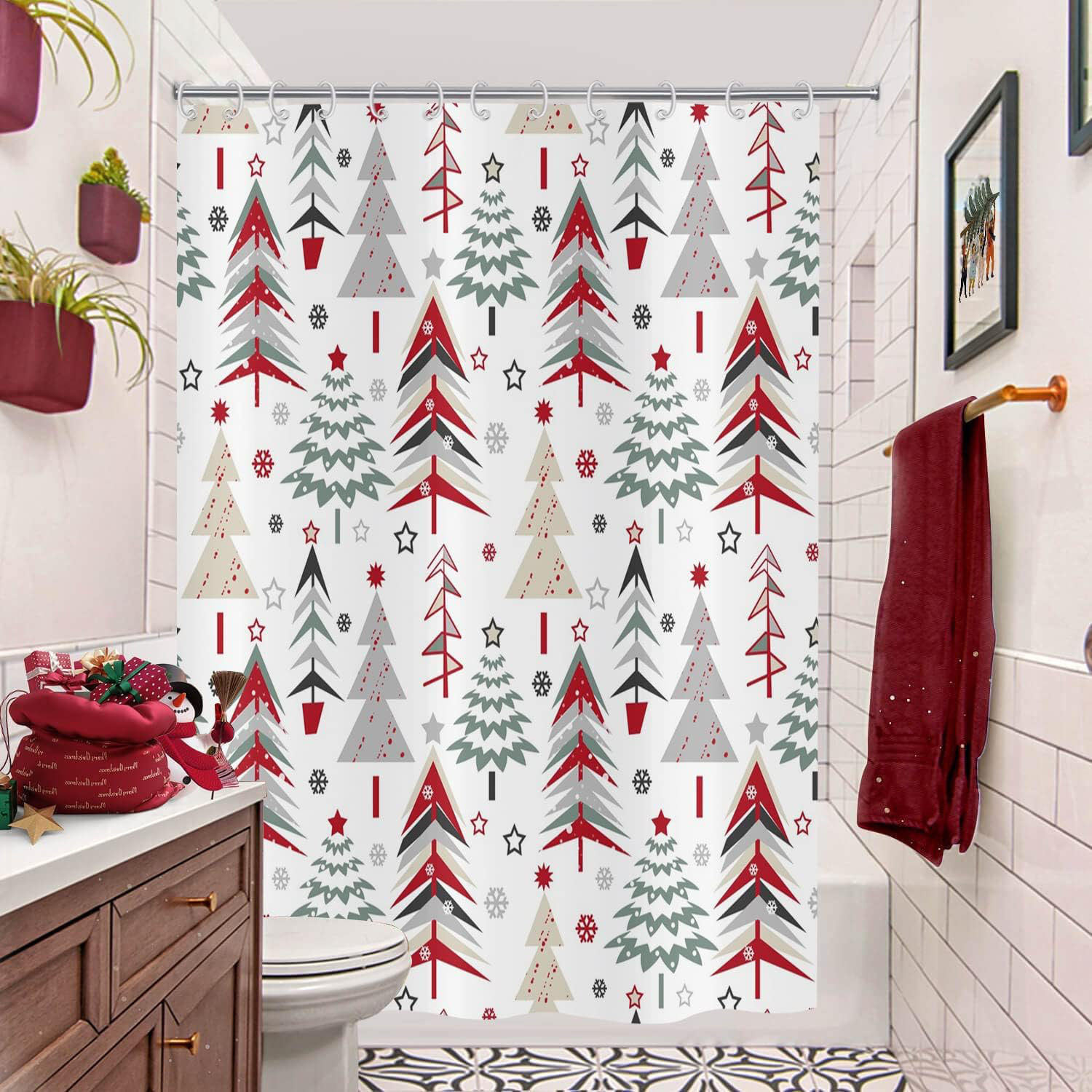 The Holiday Aisle® Christmas Tree Shower Curtain | Wayfair