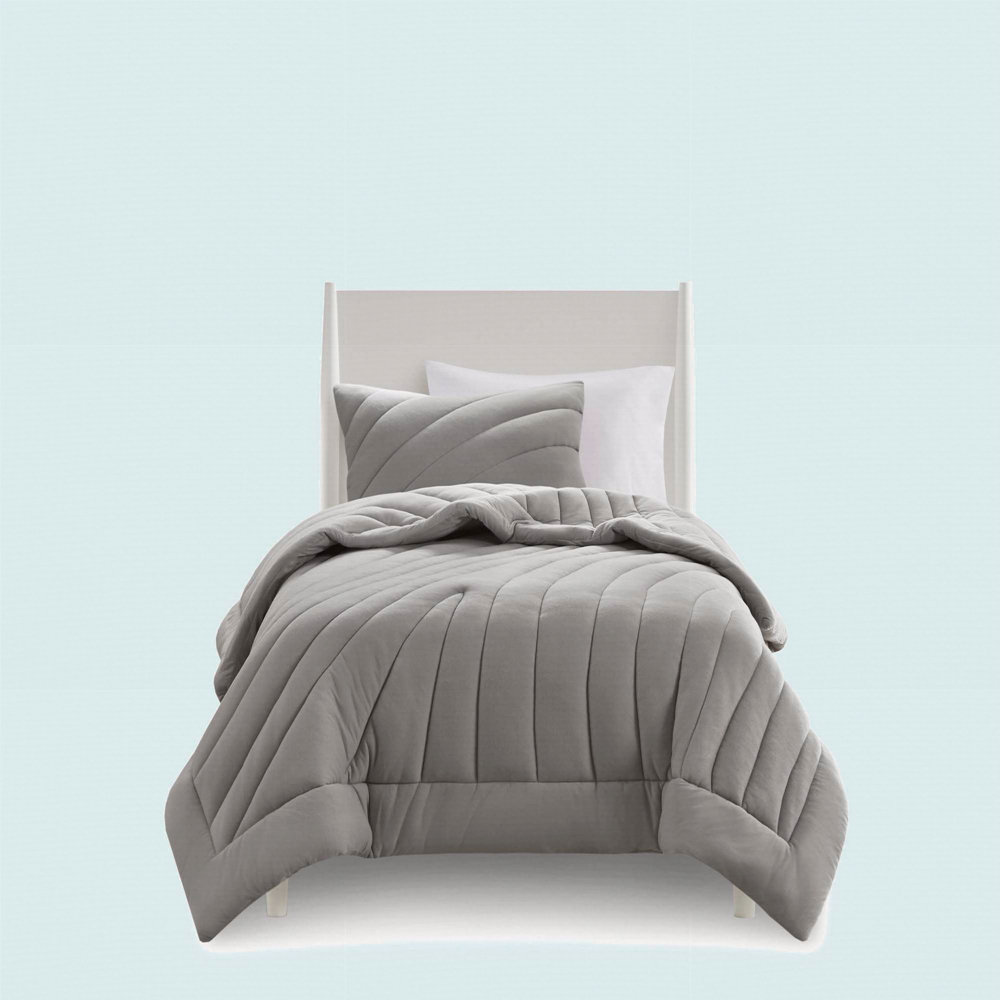 YD Teck 3 PCS King/Cal King Poly Jersey Puffy Comforter Set White | Wayfair