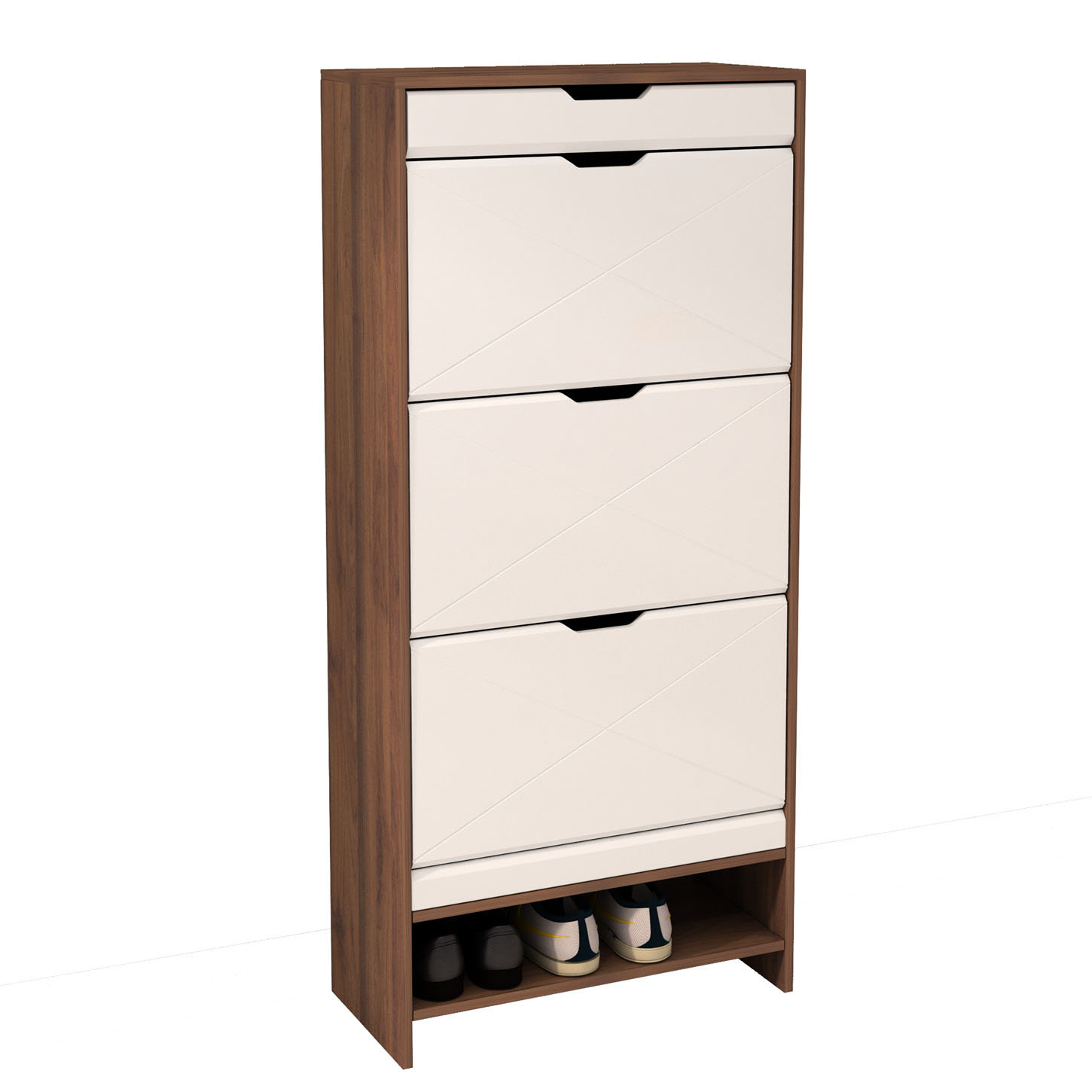 Latitude Run® 3 Tier Shoe Storage Cabinet With Drawers, Flip Door ...