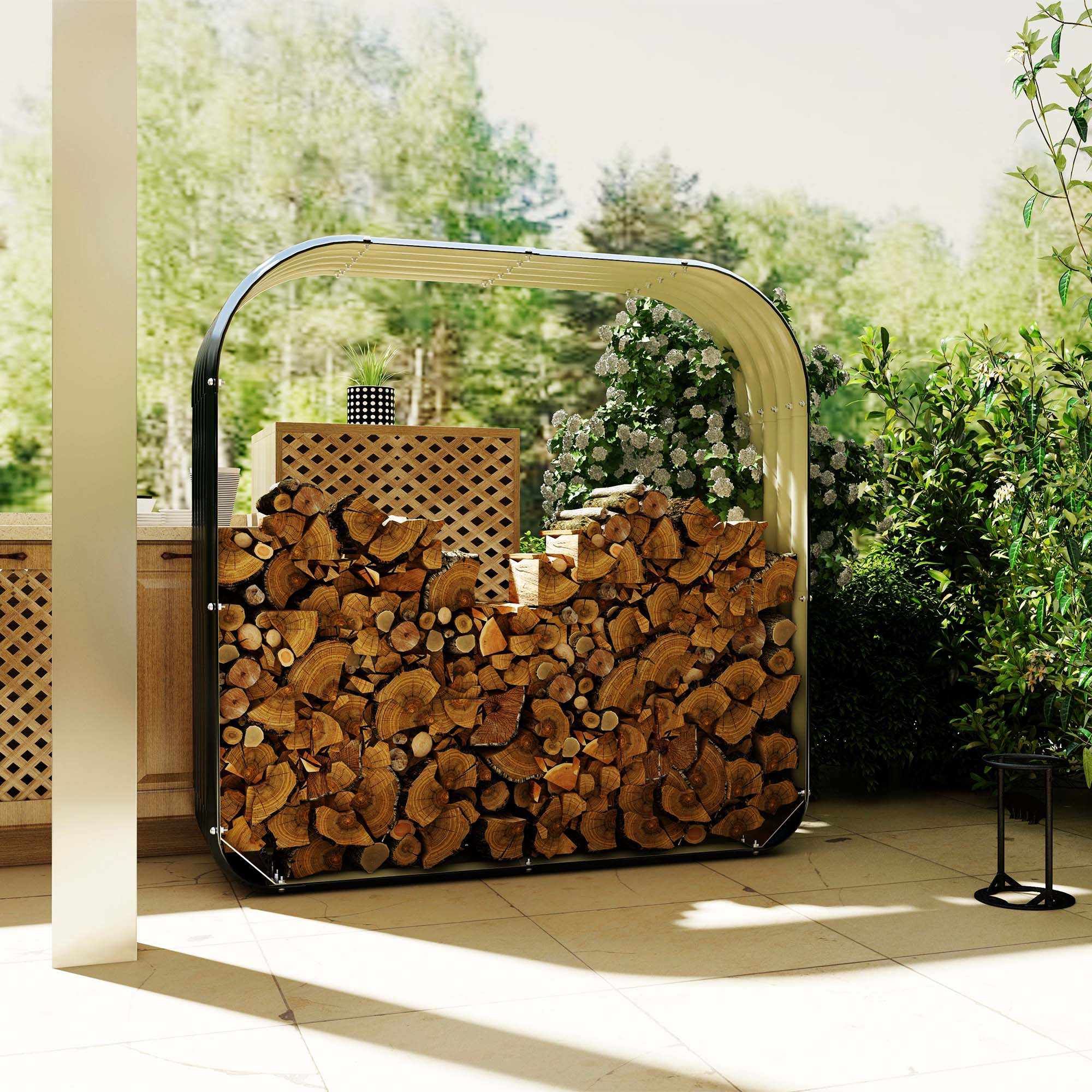 BEST CHOICE APPLIANCES LLC Outsunny Galvanized Steel Wood Shed Firewood ...