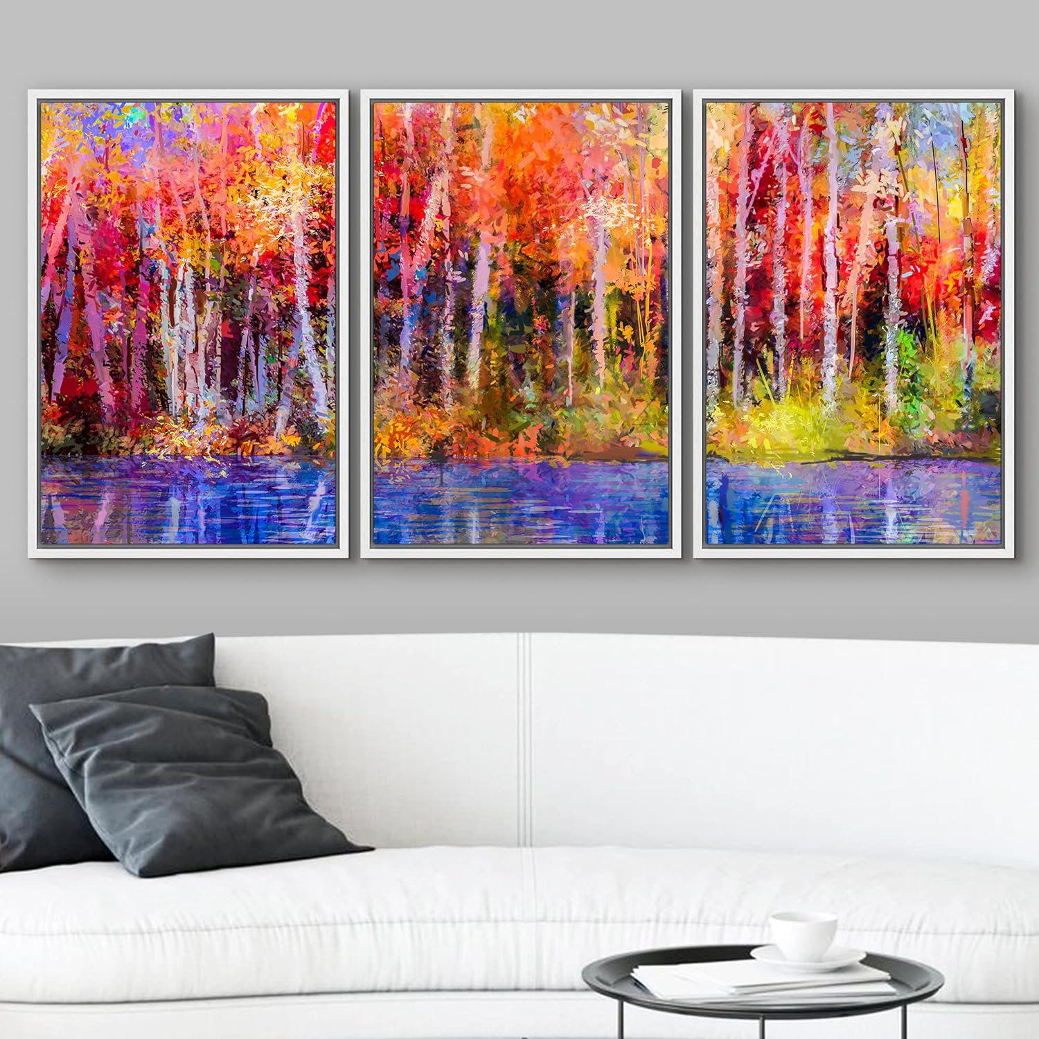 IDEA4WALL Abstract Forest Colorful Autumn Trees. Semi Abstract Image of ...