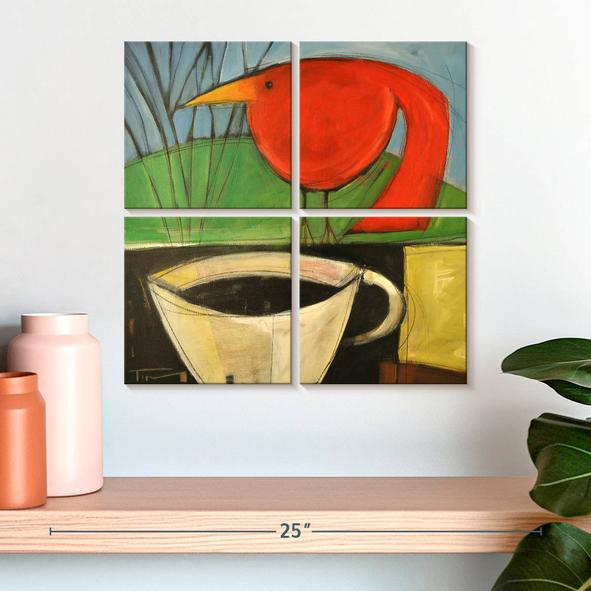 Ebern Designs Brampt Coffee And Red Bird | Wayfair