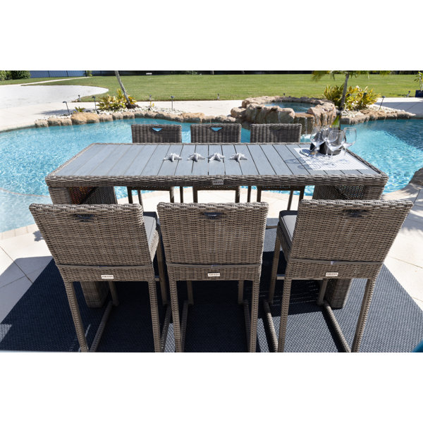 Latitude Run® Vadim 6 - Person Wicker Patio Dining Set with Rectangular ...
