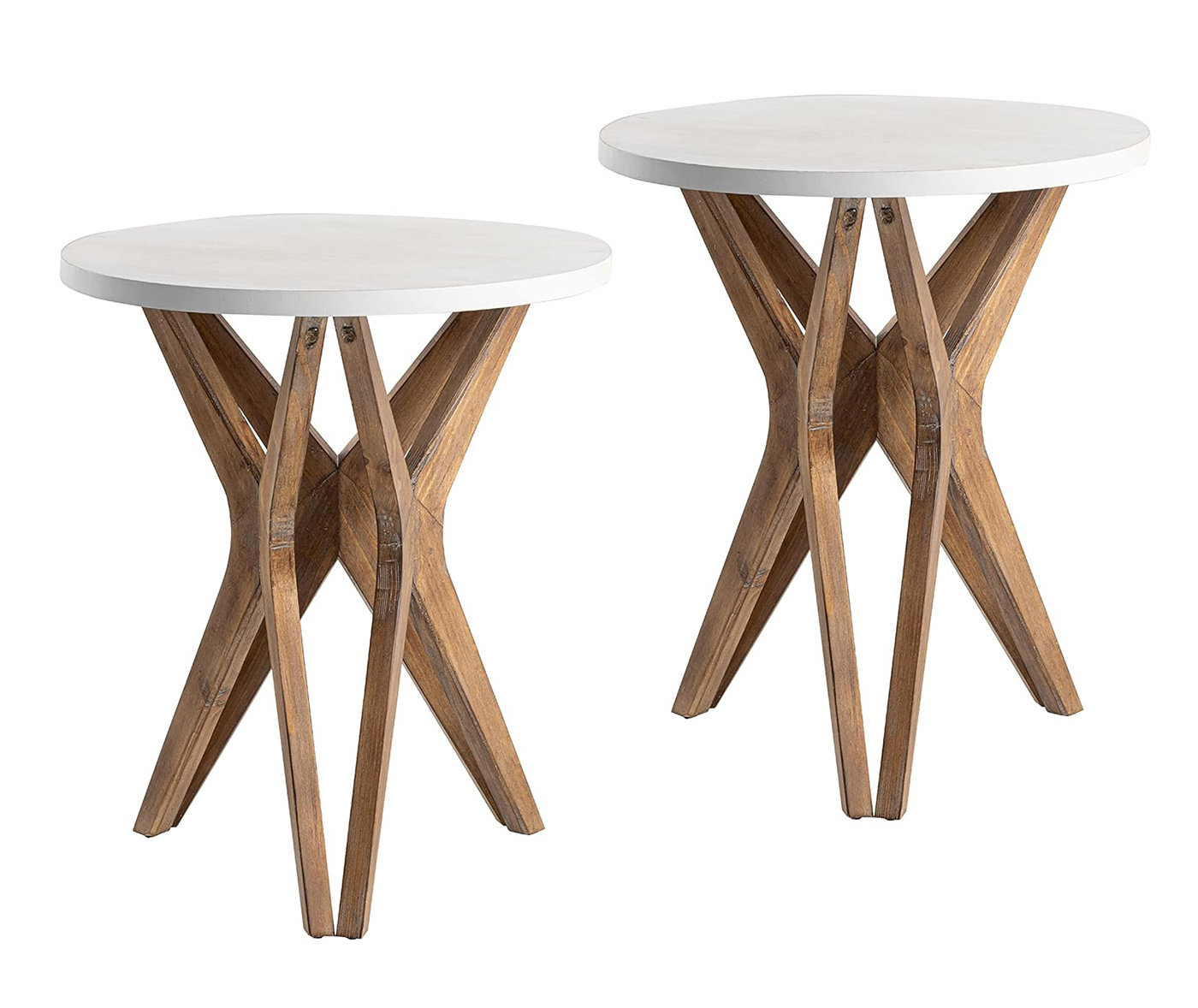 Corrigan Studio 2-Pack Round Pedestal Tables - Distressed Tops & Tripod ...