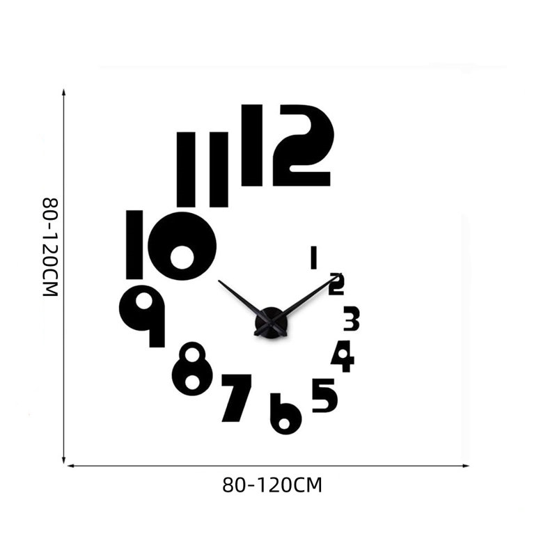 Ivy Bronx DIY 3D Wall Clock Large Frameless Watch Mirror Surface Wall ...