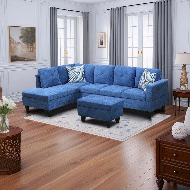 Ebern Designs Tijay 3 - Piece Velvet Sectional | Wayfair