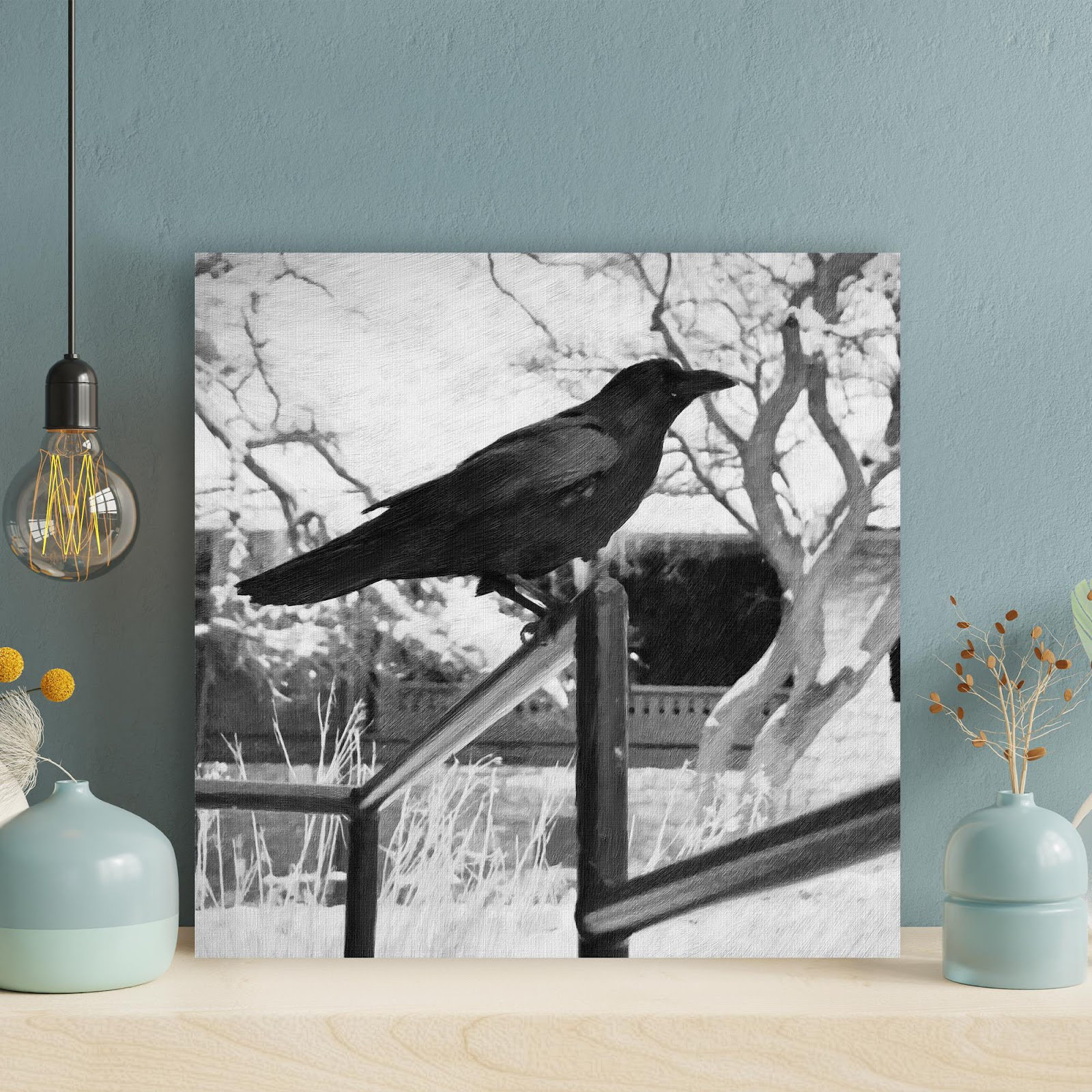 Latitude Run® Grayscale Photography Of Crow - 1 Piece Rectangle Graphic ...