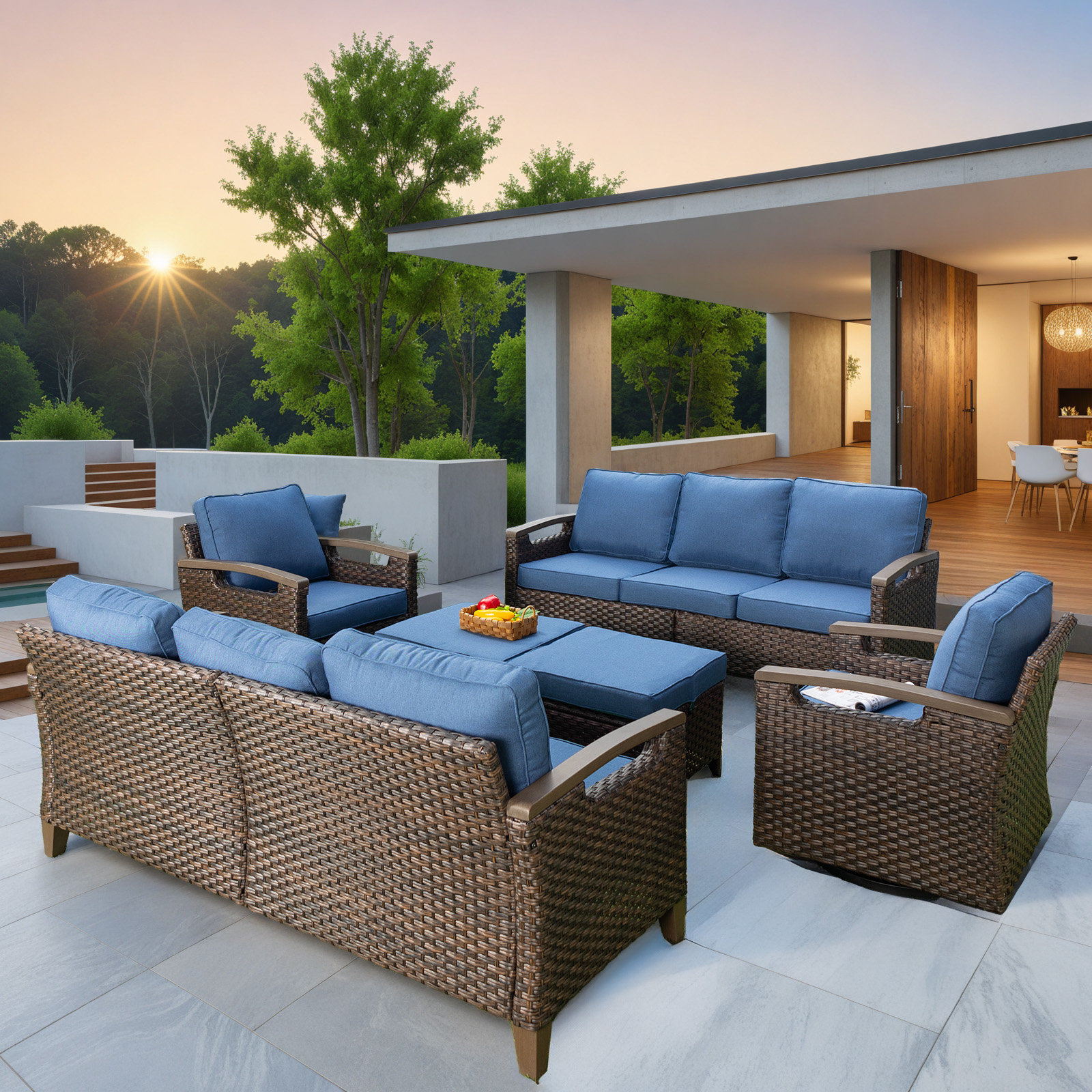 Latitude Run® 8 - Person Outdoor Seating Group With Cushions | Wayfair