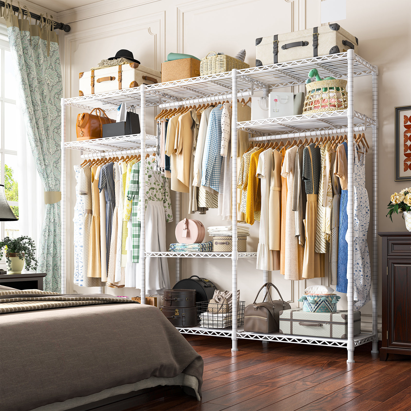 Rebrilliant Makella 75 "Metal Clothes Rack Heavy Duty Garment Rack ...