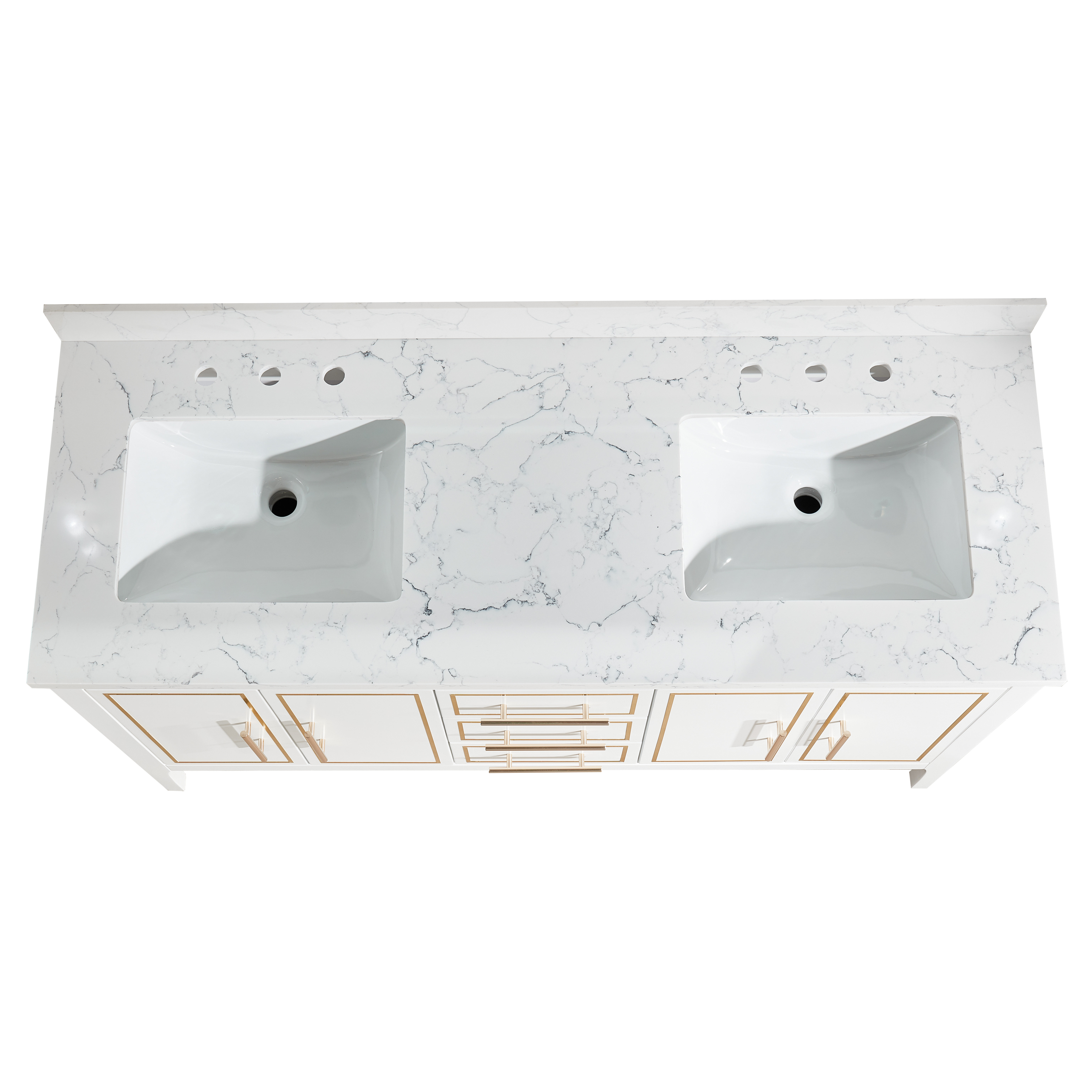 Mercer41 Meuble-lavabo double autoportant de 60 po avec plateau en marbre Sabel - Wayfair Canada