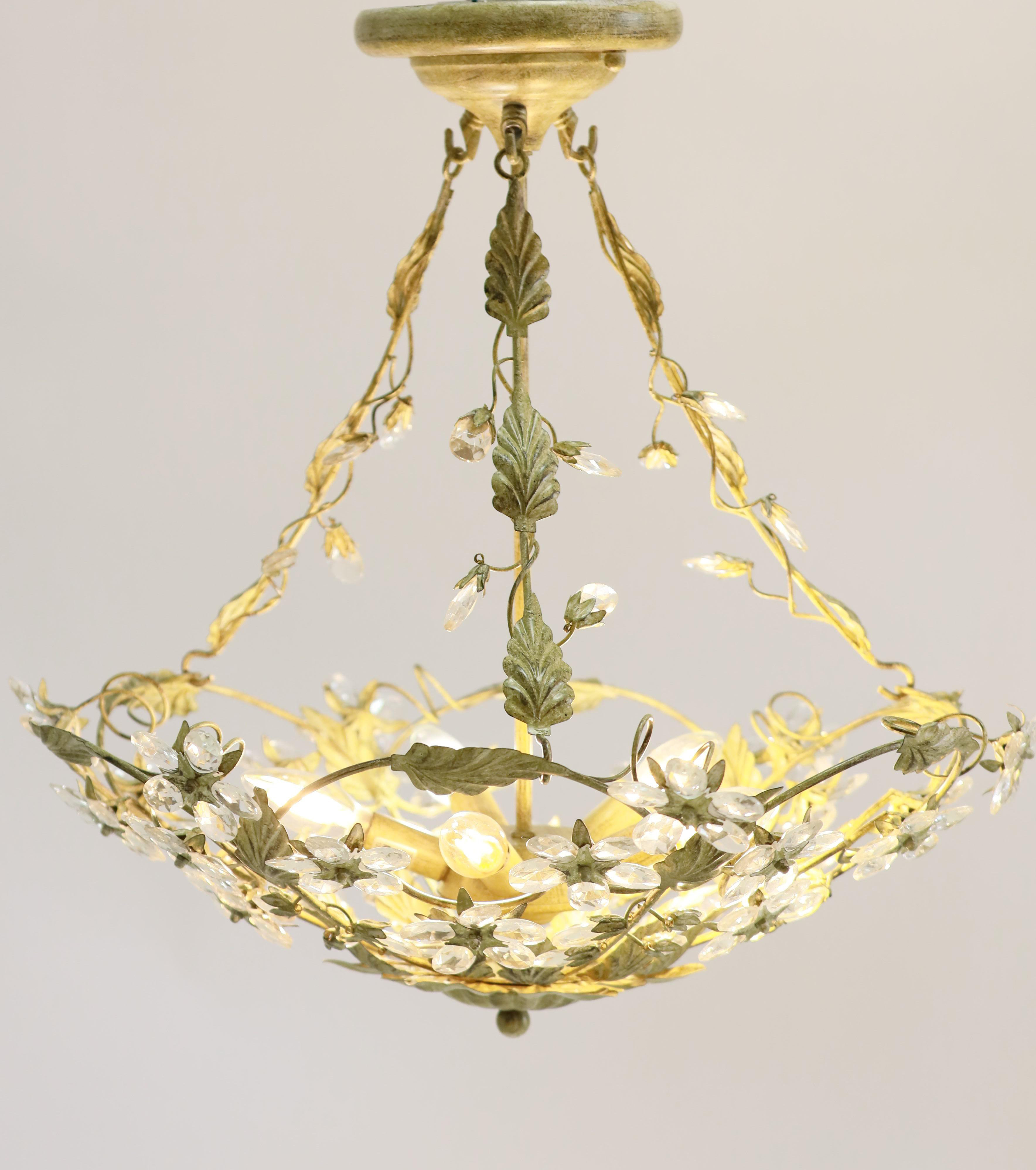 Ophelia & Co. This Chandelier Has A Metal Frame With Green Metal Leaf ...