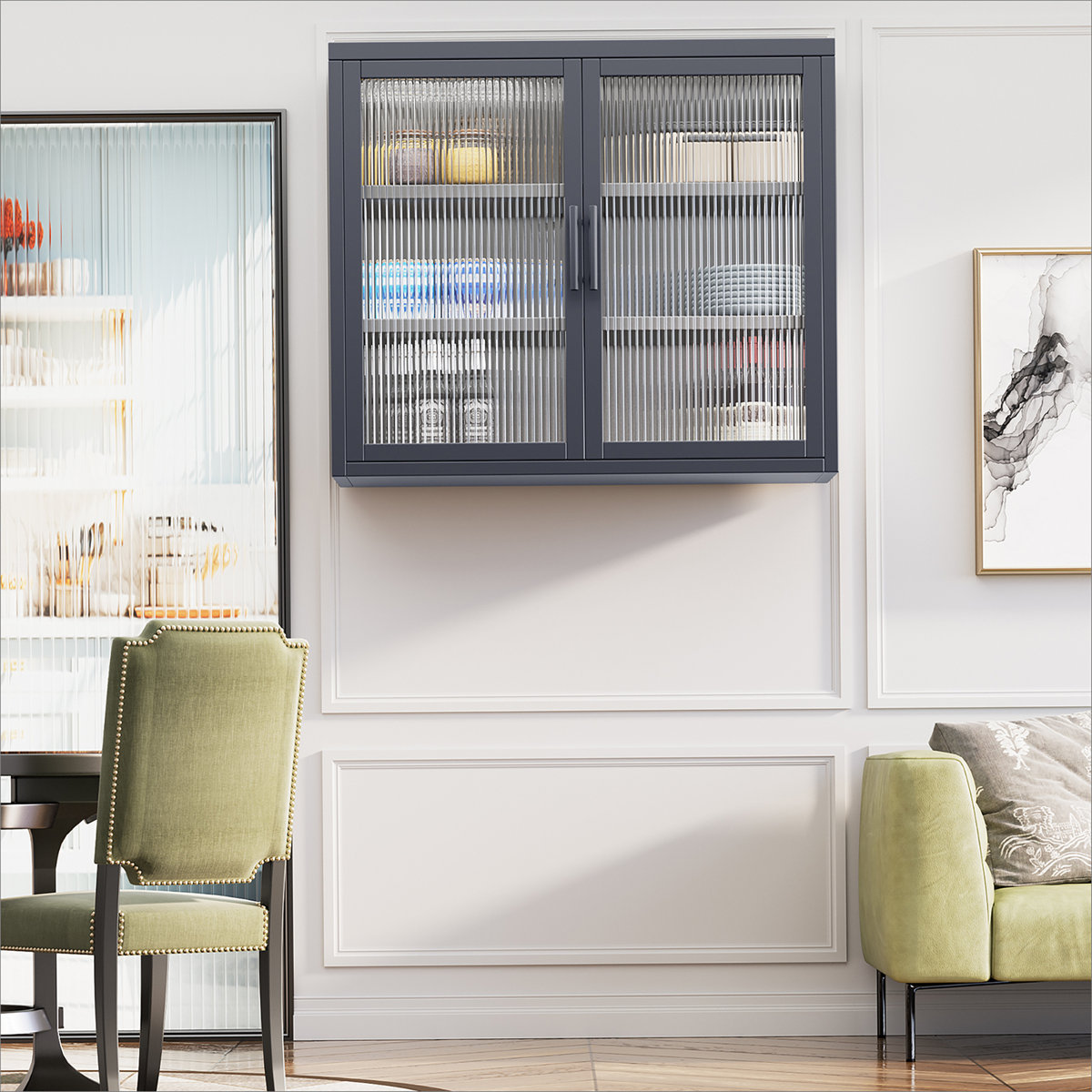 Latitude Run® Retro Style Double Glass Door Wall Cabinet | Wayfair