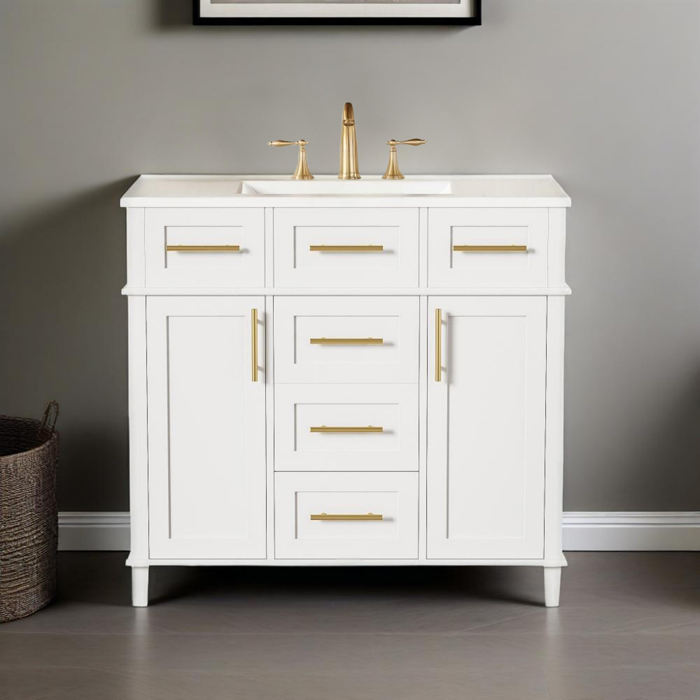 Winston Porter Armoire de salle de bain 36 po avec rangement polyvalent ...