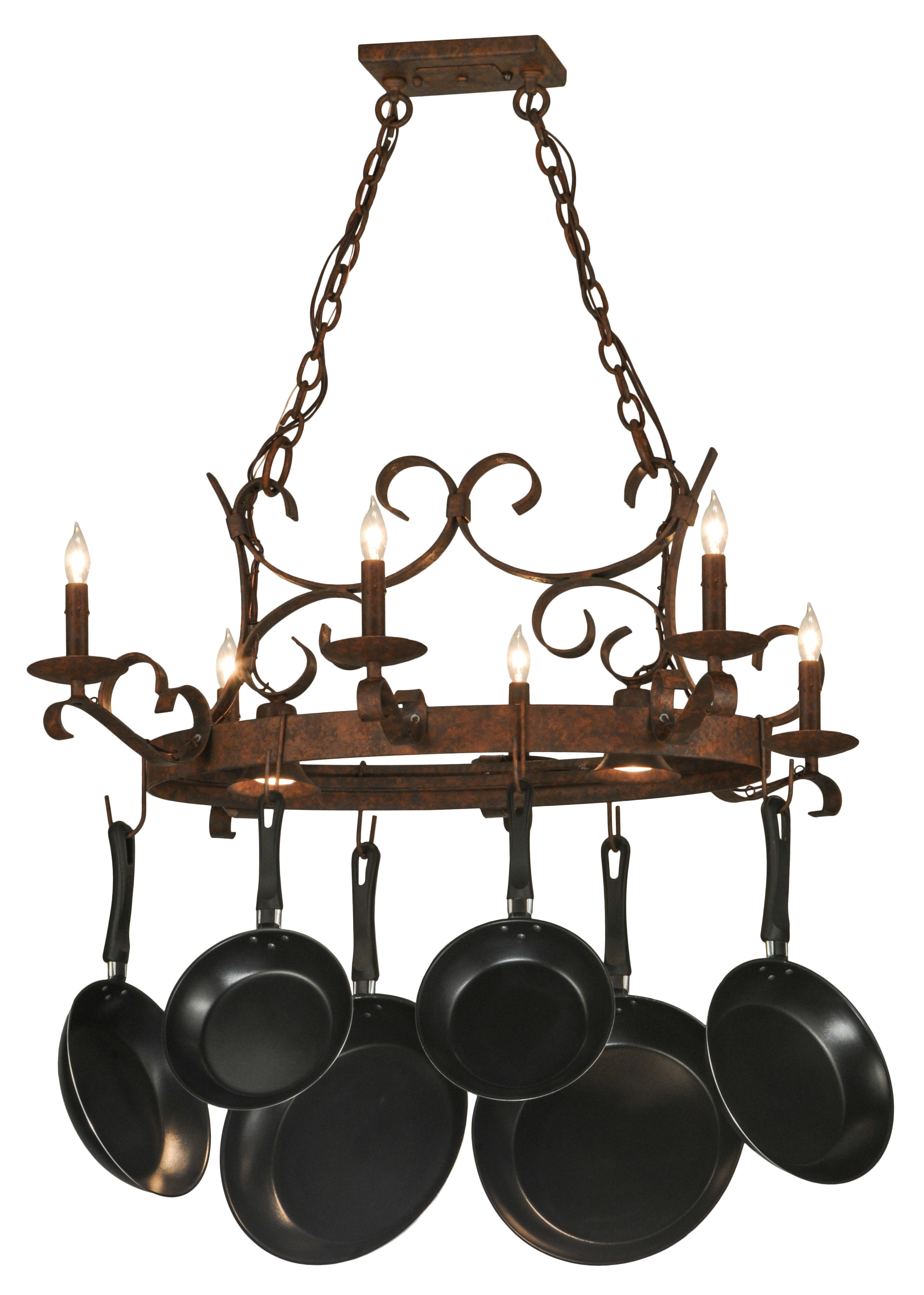 Meyda Lighting Handforged Oval Handcrafted 6 Light Pot Rack | Wayfair